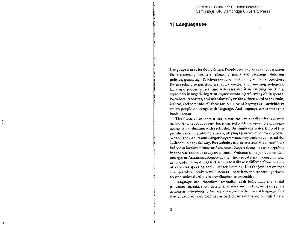 1 I Language use - Clark (1996) - Herbert H. Clark. 1996. Using ...