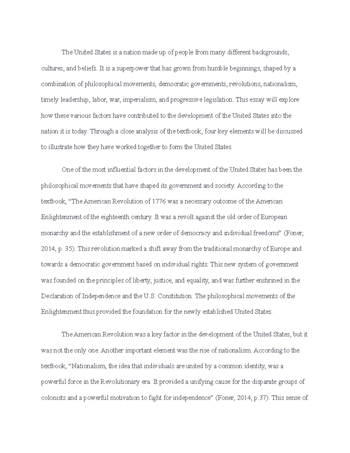 Final Paper #2, Development of the U.S. and its People USSO 10100 SEK ...