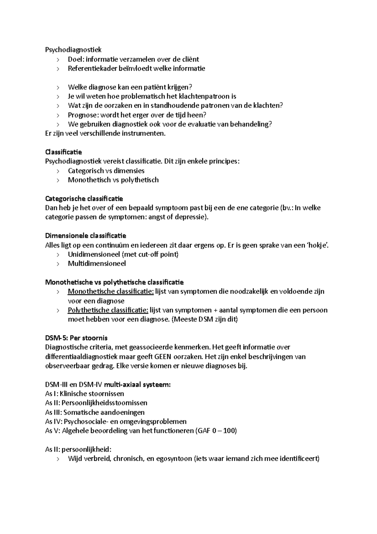 HC 3 - College 3 - Psychodiagnostiek › Doel: informatie verzamelen over ...