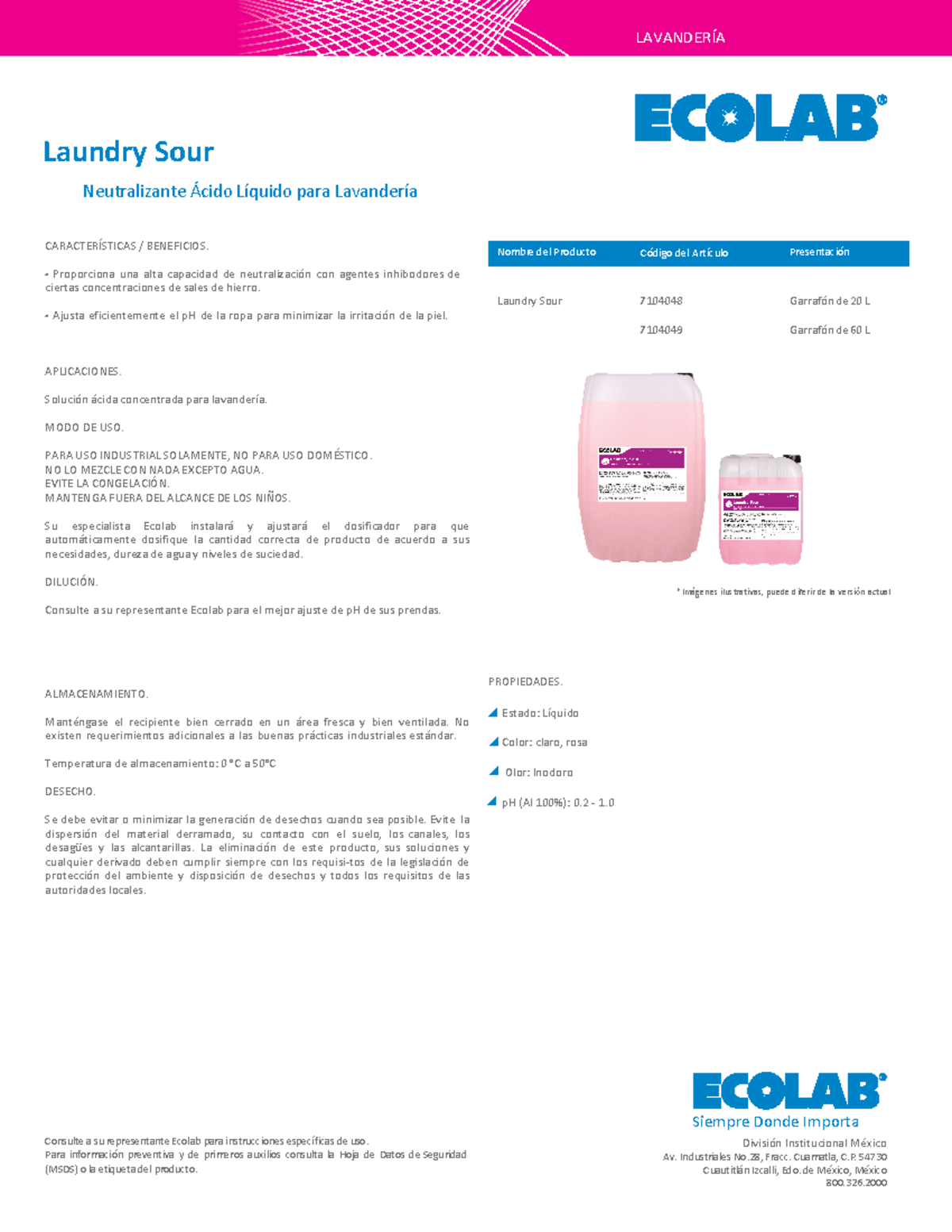 Laundry Sour - HT - DDCSSS - LAVANDERÍA Laundry Sour Neutralizante Ácido Líquido para Lavandería ...