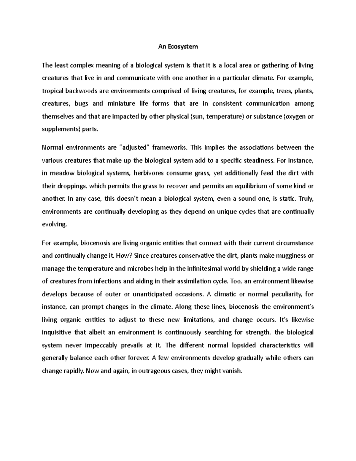 An Ecosystem - Research - An Ecosystem The least complex meaning of a ...