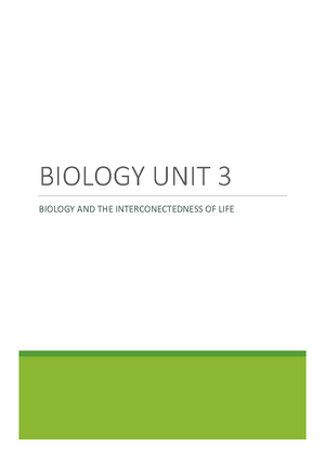Biology Revision Notes - Unit 3 & 4 - VCE Biology Unit 3 & 4 Chapter 1 ...