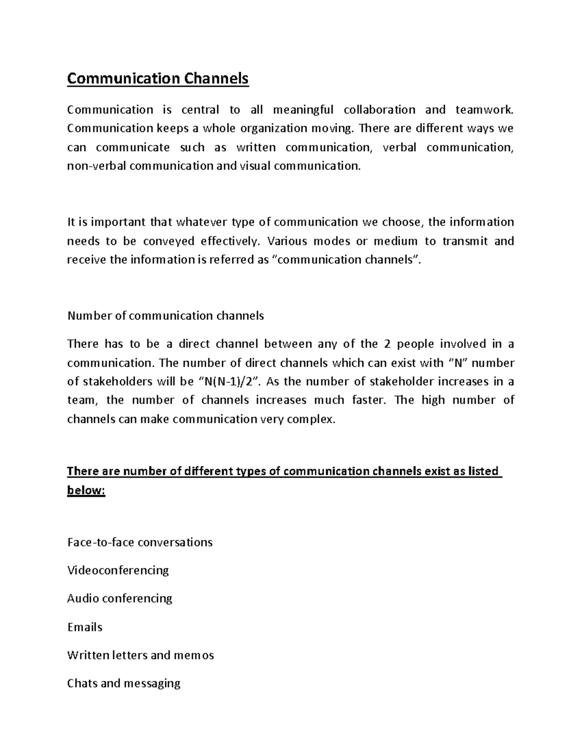 COMMUNICATION CHANNELS - Communication Channels Communication is ...