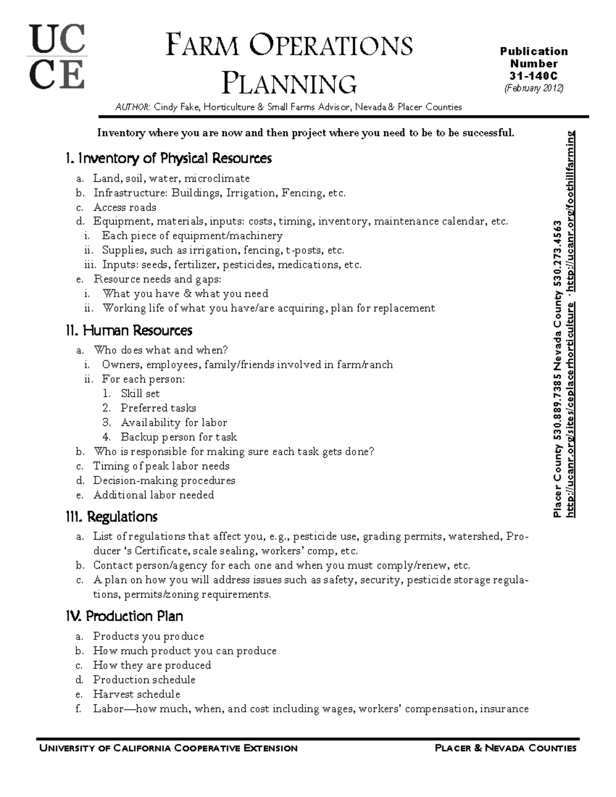 Farm Operational Plan For Business Plan Example - UNIVERSITY OF ...