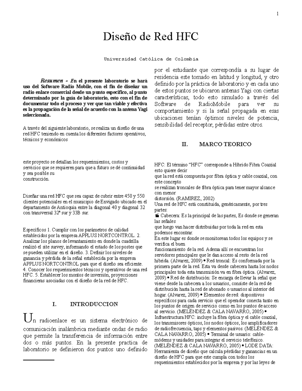 Lab 3 Red HFC - Red HFC - Resumen - En el presente laboratorio se hará ...