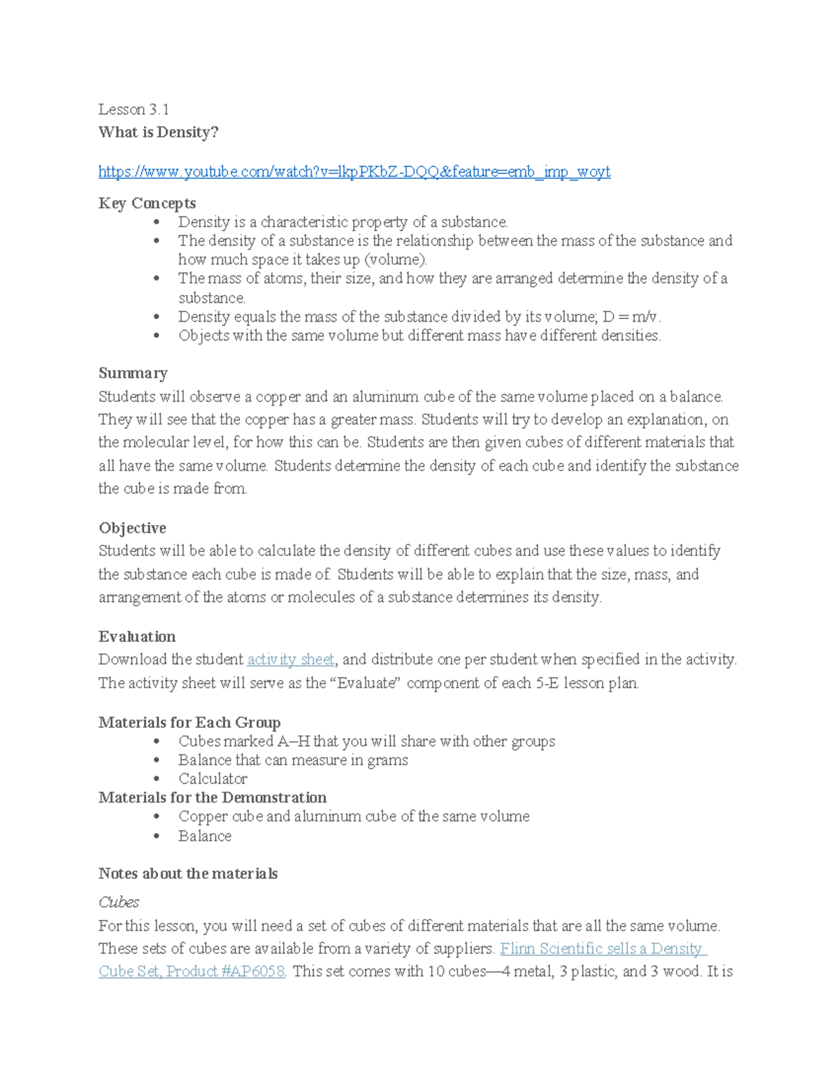 Lesson 1.5 What is Density - Lesson 3. What is Density? - Studocu