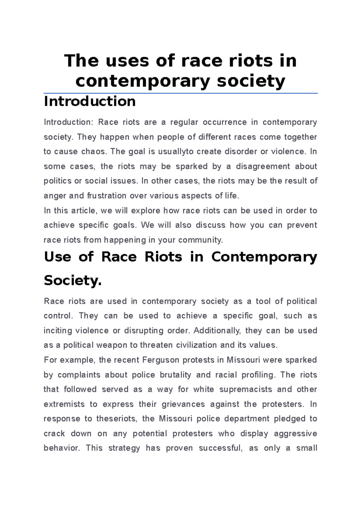The uses of race riots in contemporary society - The uses of race riots ...