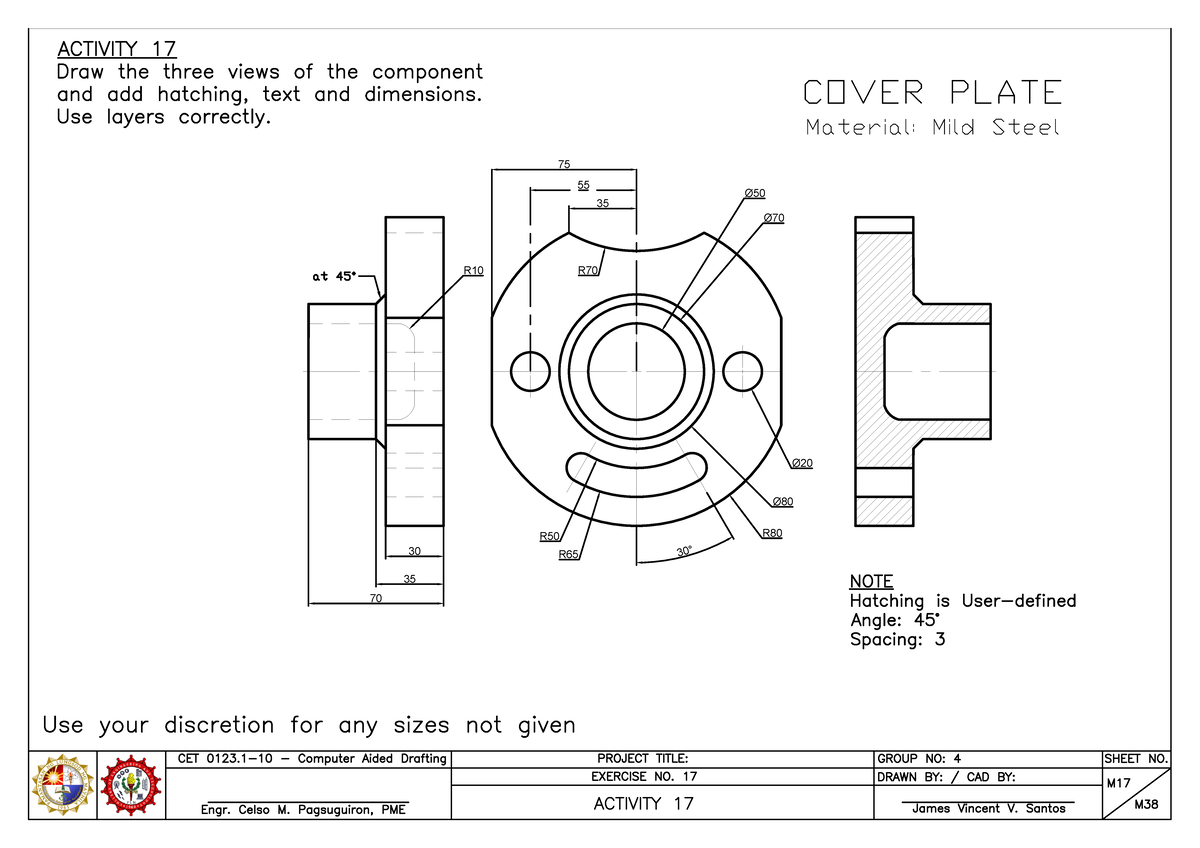 Compute Aided Drafting Plate Sample (PDF) - 30° COVER PLATE - R - Ø - Ø ...