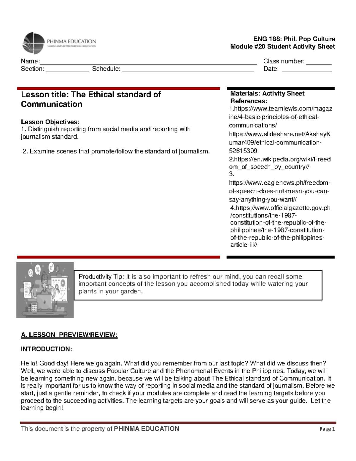 SAS#20 ENG 188 - lecture notes of pop culture - Module #20 Student ...