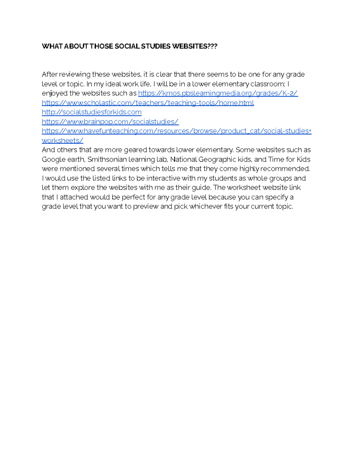 WHAT About Those Social Studies Websites - WHAT ABOUT THOSE SOCIAL ...