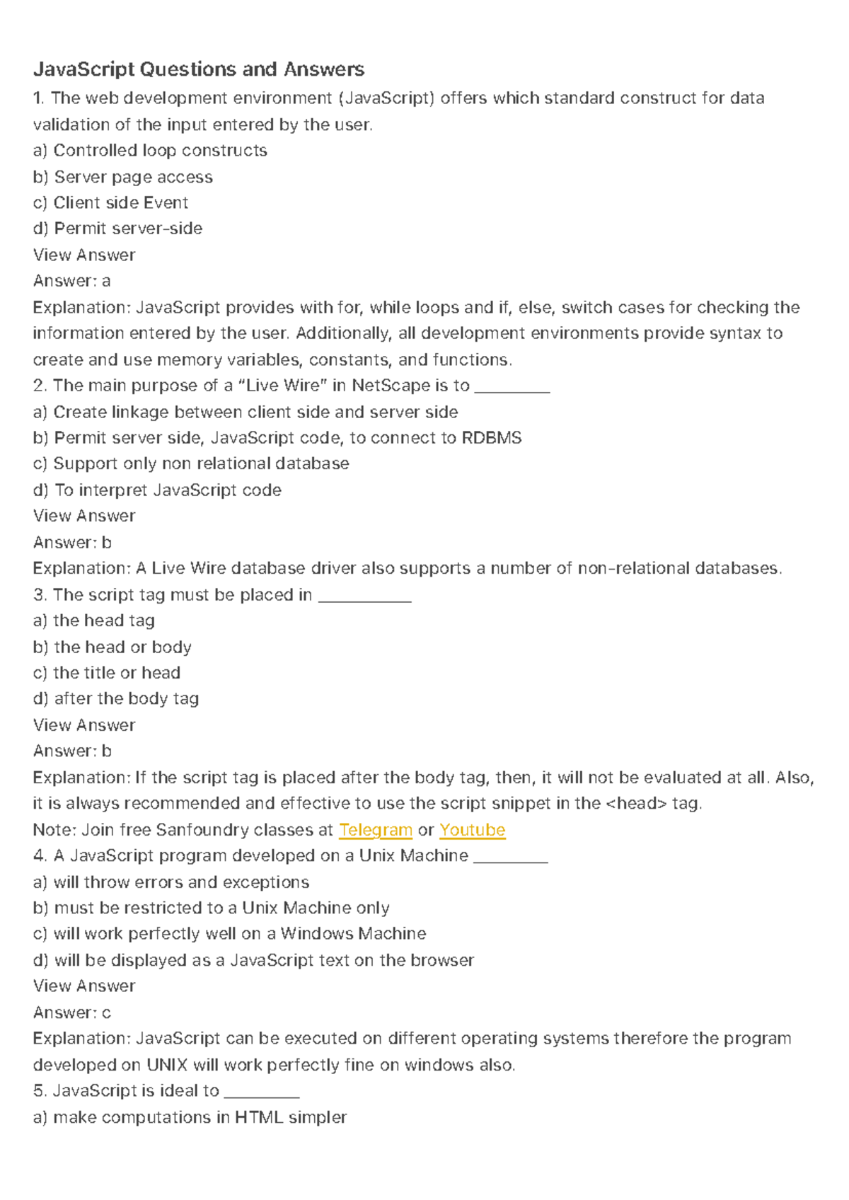 Java Script Questions And Answers Javascript Questions And Answers The Web Development