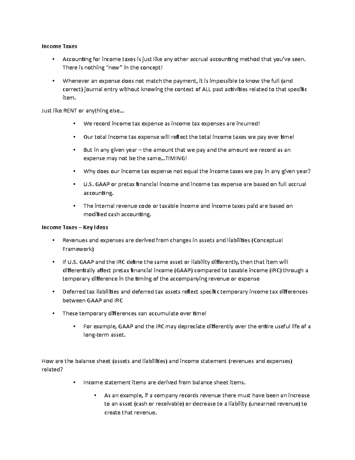 Chapter-19 Lecture Notes - Income Taxes Accounting for income taxes is ...
