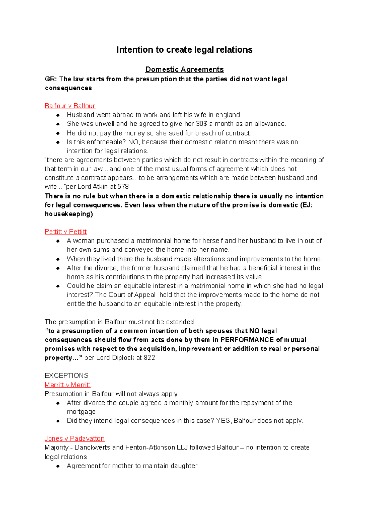 5. Intention to create legal relations - Intention to create legal ...