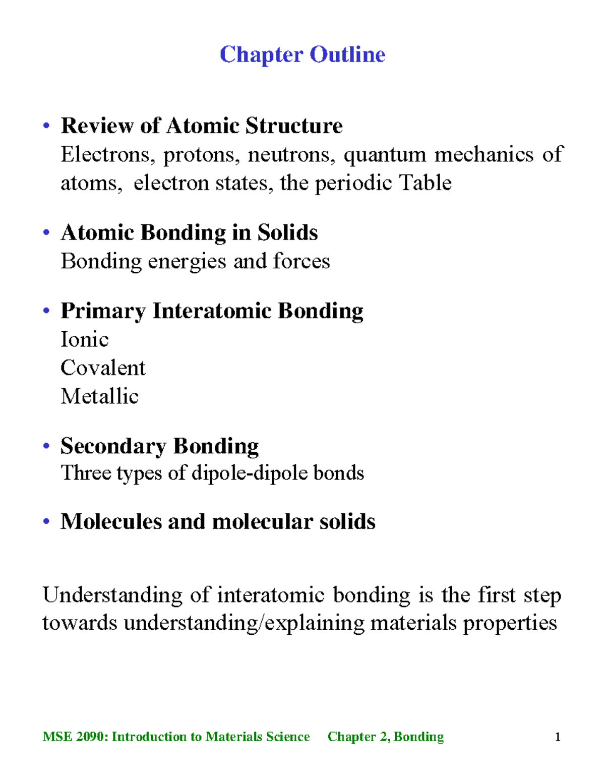 Chapter 2 - Lecture notes 1-2 - Review of Atomic Structure Electrons ...