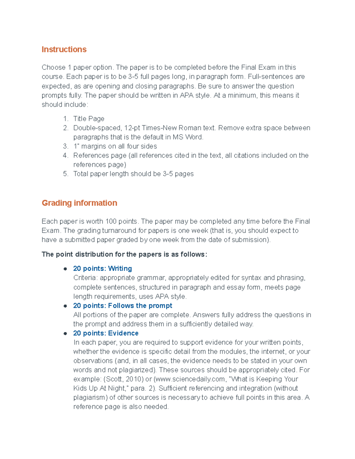 PSYC 101 Final Paper Instructions - Google Docs - Instructions Choose 1 ...