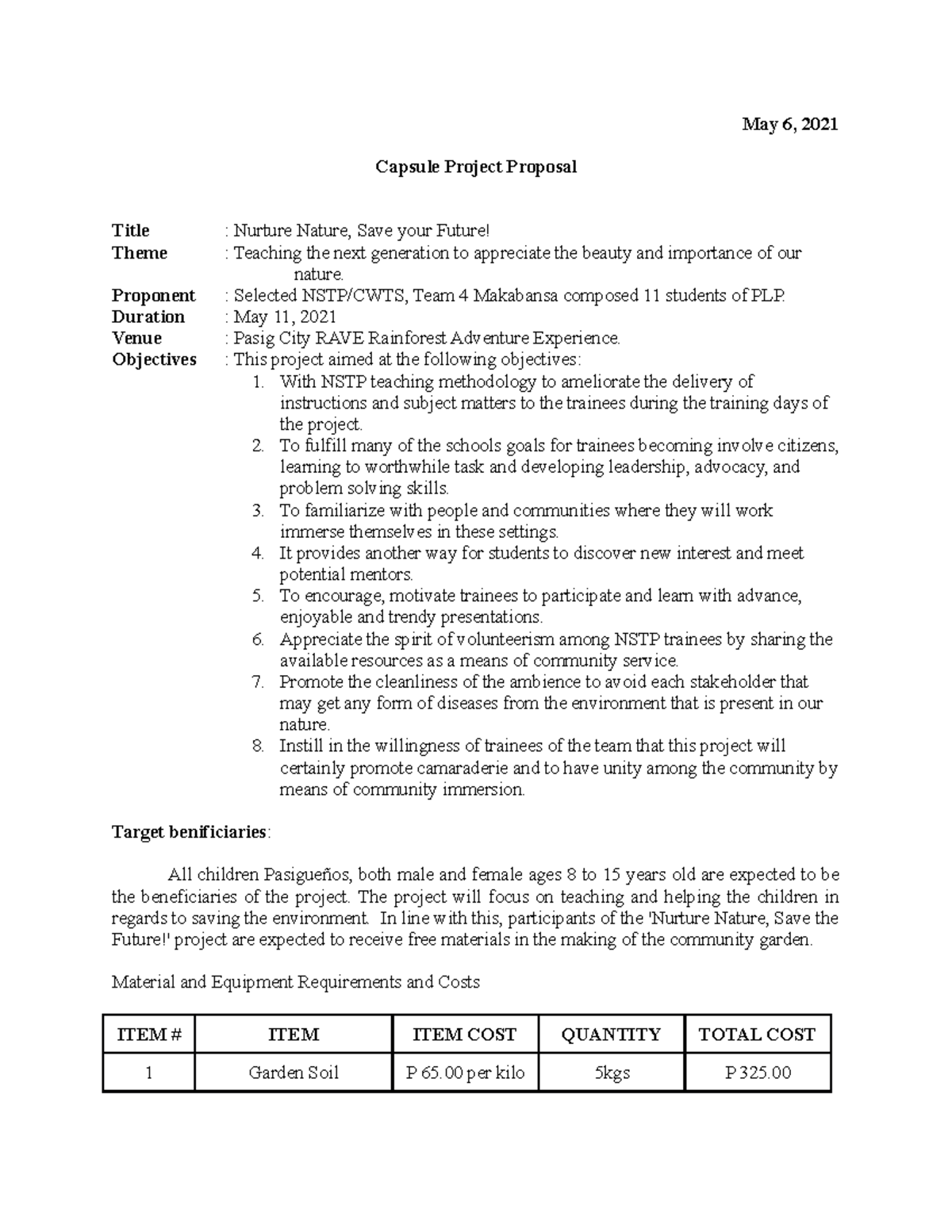 Team 4 Makabansa Capsule Project Proposal - May 6, 2021 Capsule Project ...