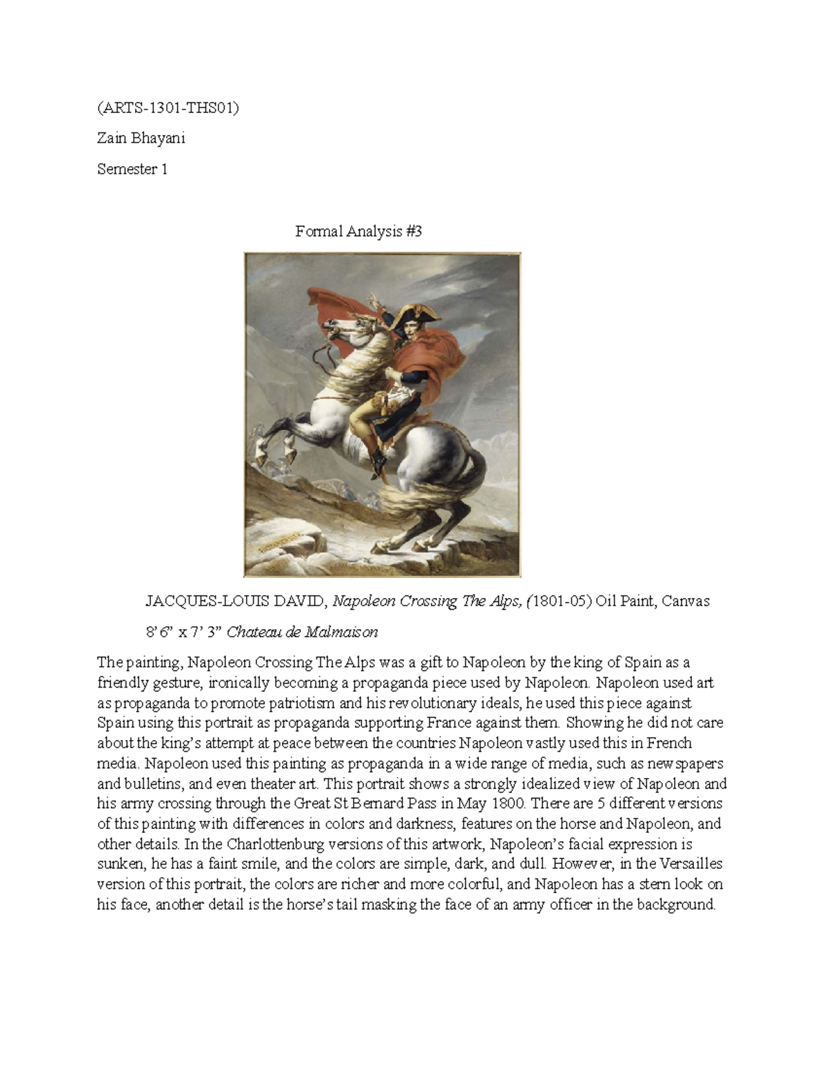 Formal Analysis #3 - ef ef e - (ARTS-1301-THS01) Zain Bhayani Semester ...