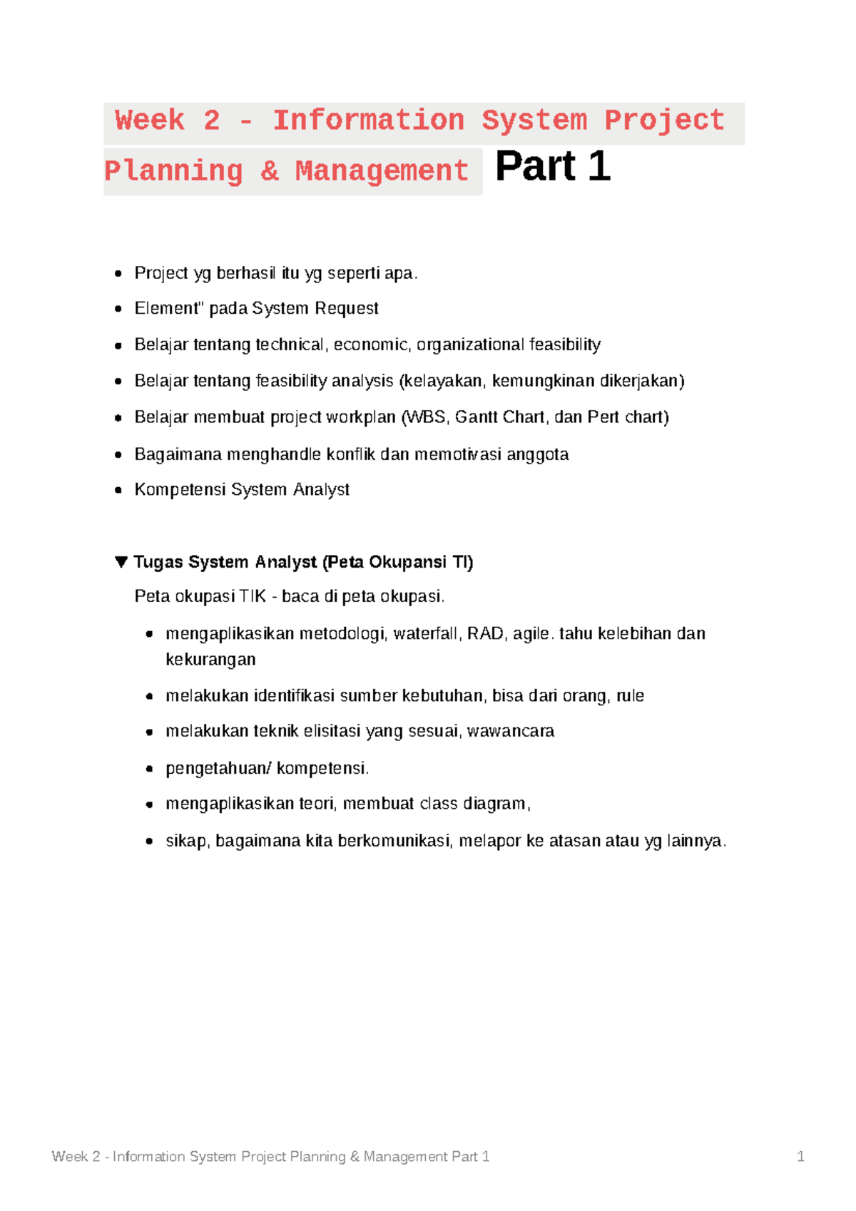 Information System Project Planning Management Part 1 - Element" pada ...