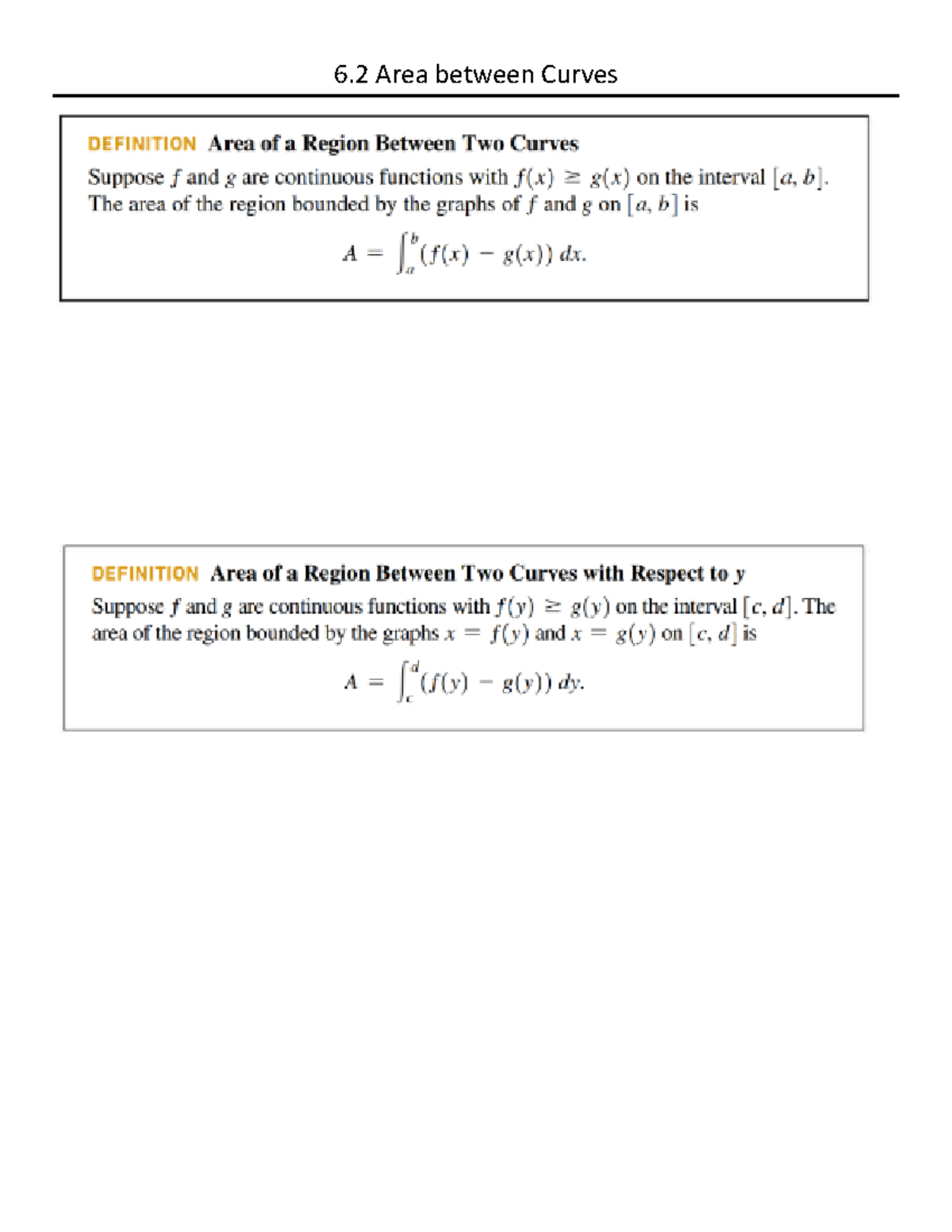 6.2 Area between Curves - 6 Area between Curves 586 Chapter 6 ...
