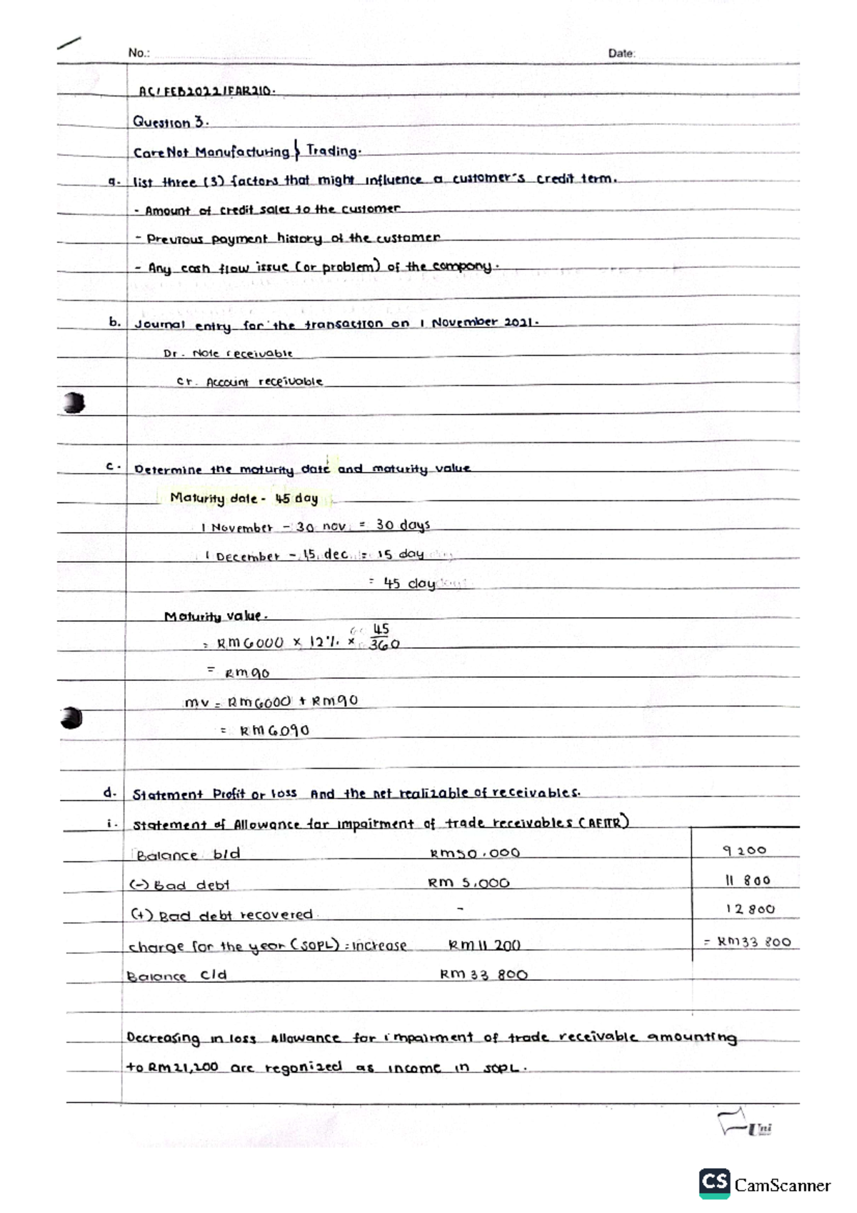 Feb2022 q3 - Boleh - FUNDAMENTAL of accounting - CamScanner CamScanner ...