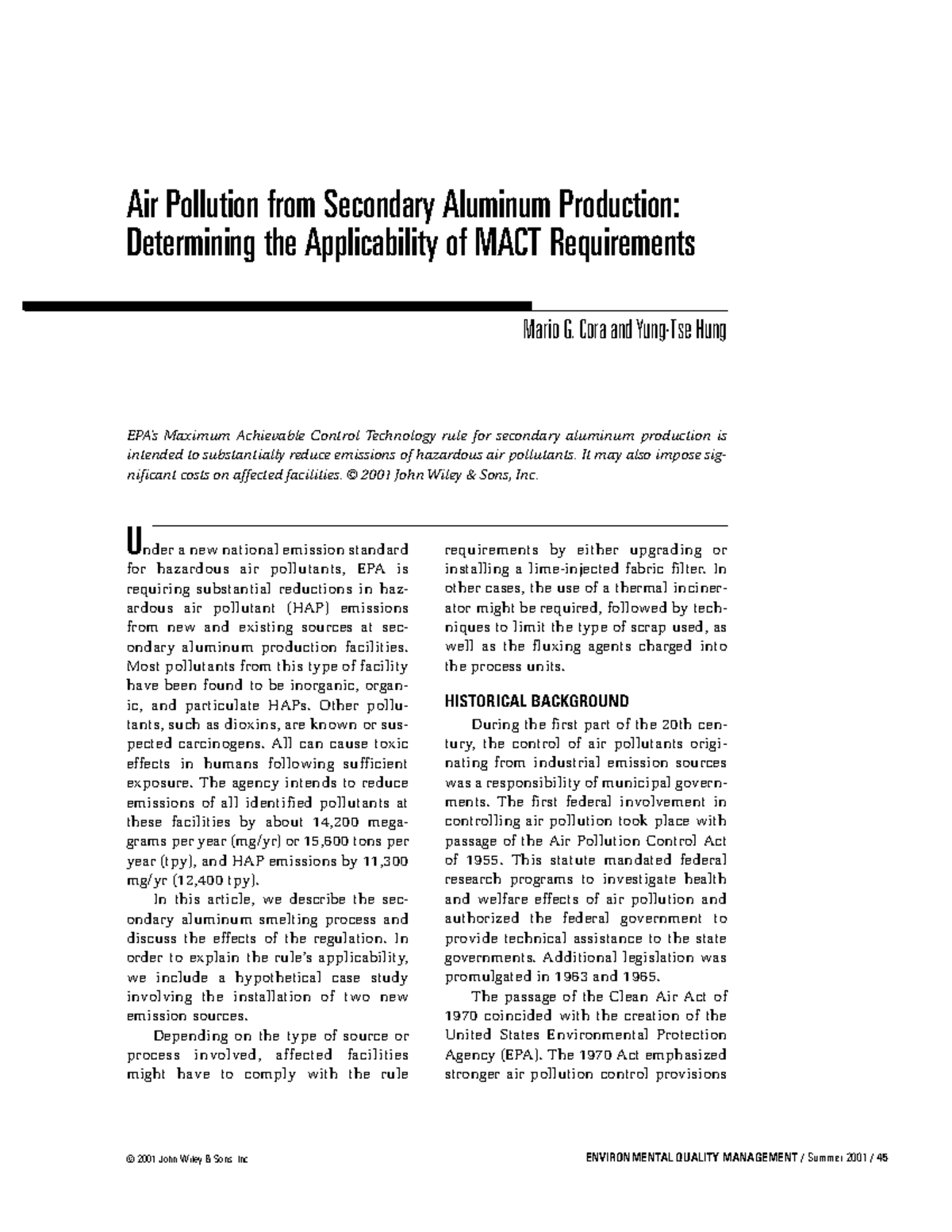 Air Pollution from Secondary Aluminum Pr - Cora and Yung-Tse Hung EPA’s ...