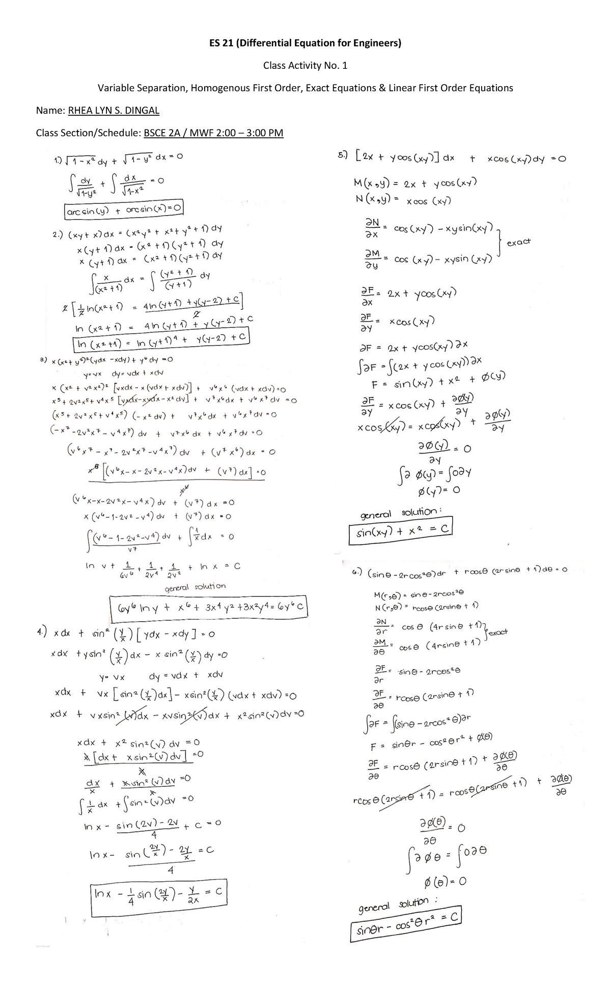 ES 21 (Differential Equation for Engineers) - ES 21 (Differential ...