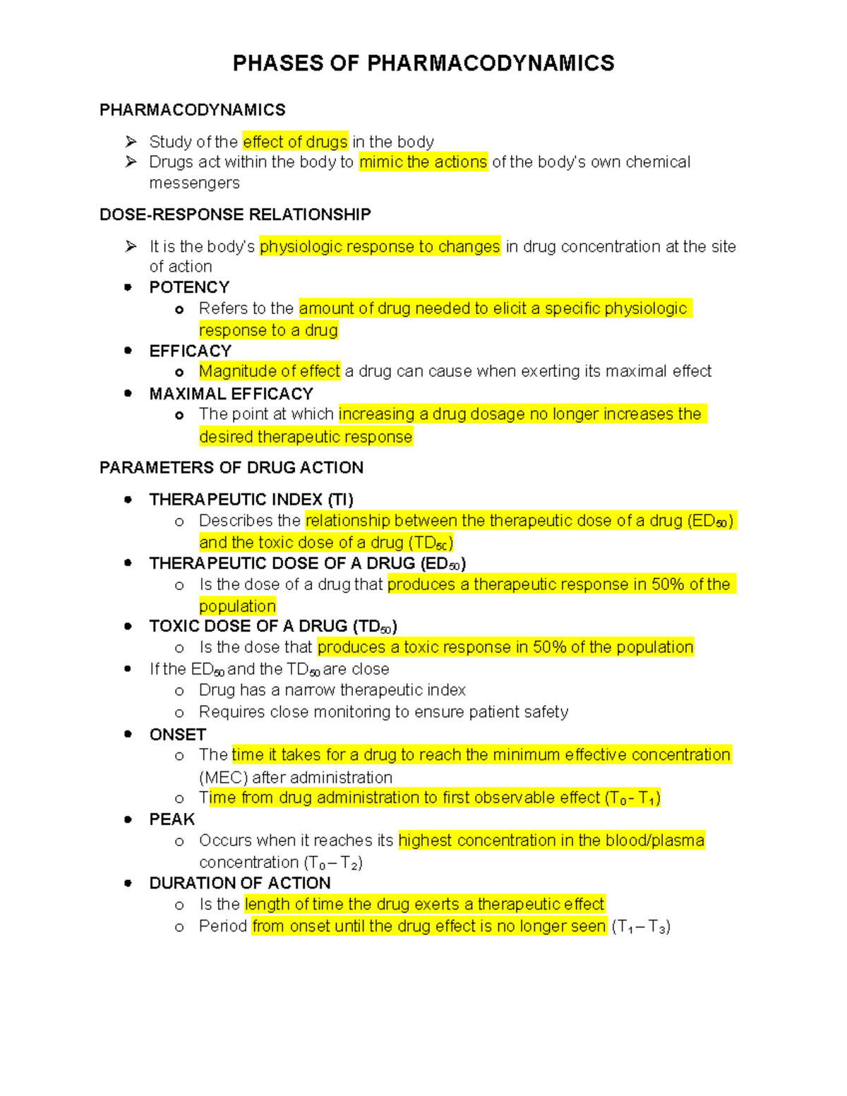 Pharmacodynamics - PHASES OF PHARMACODYNAMICS PHARMACODYNAMICS Study of ...