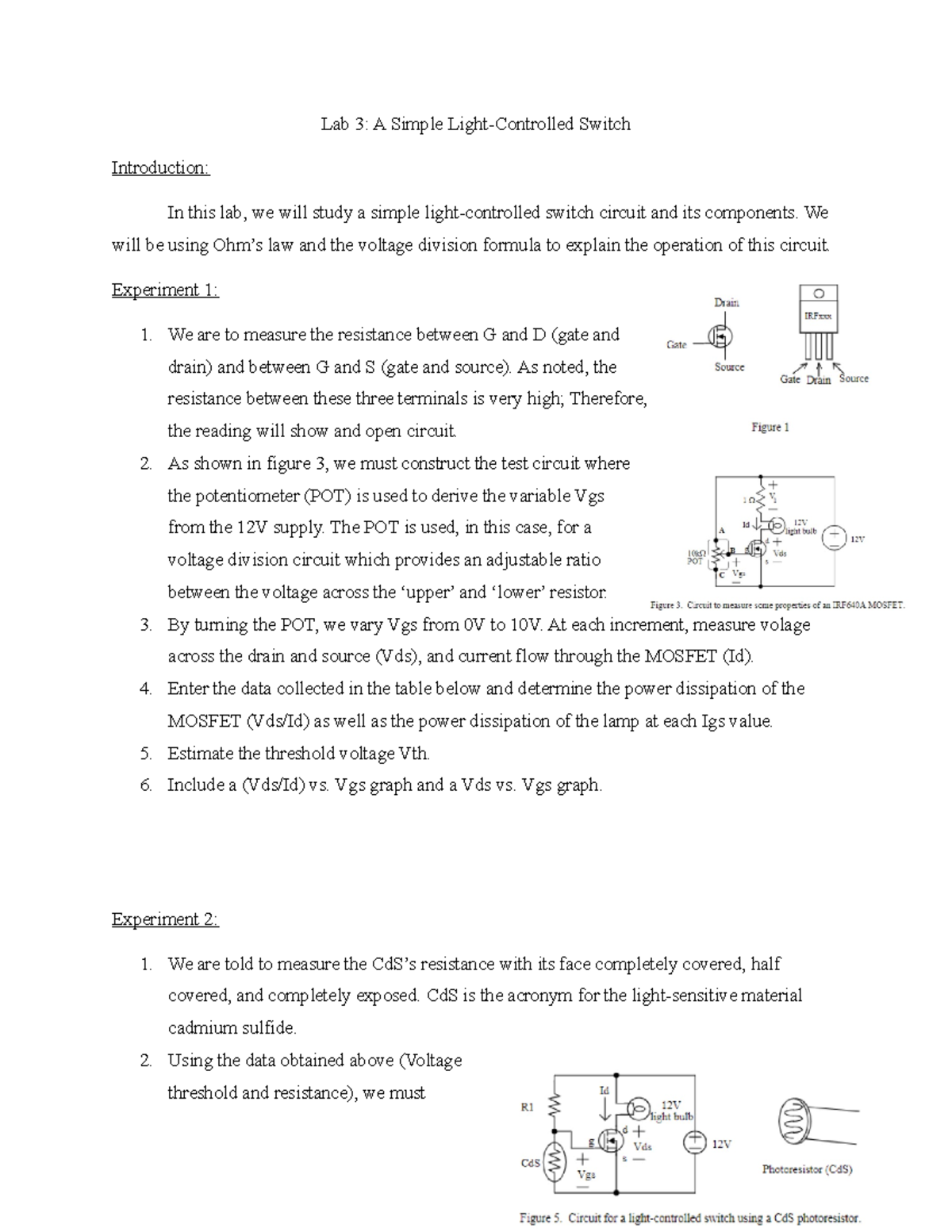 Lab3 - Lab 3: A Simple Light-Controlled Switch - Lab 3: A Simple Light ...