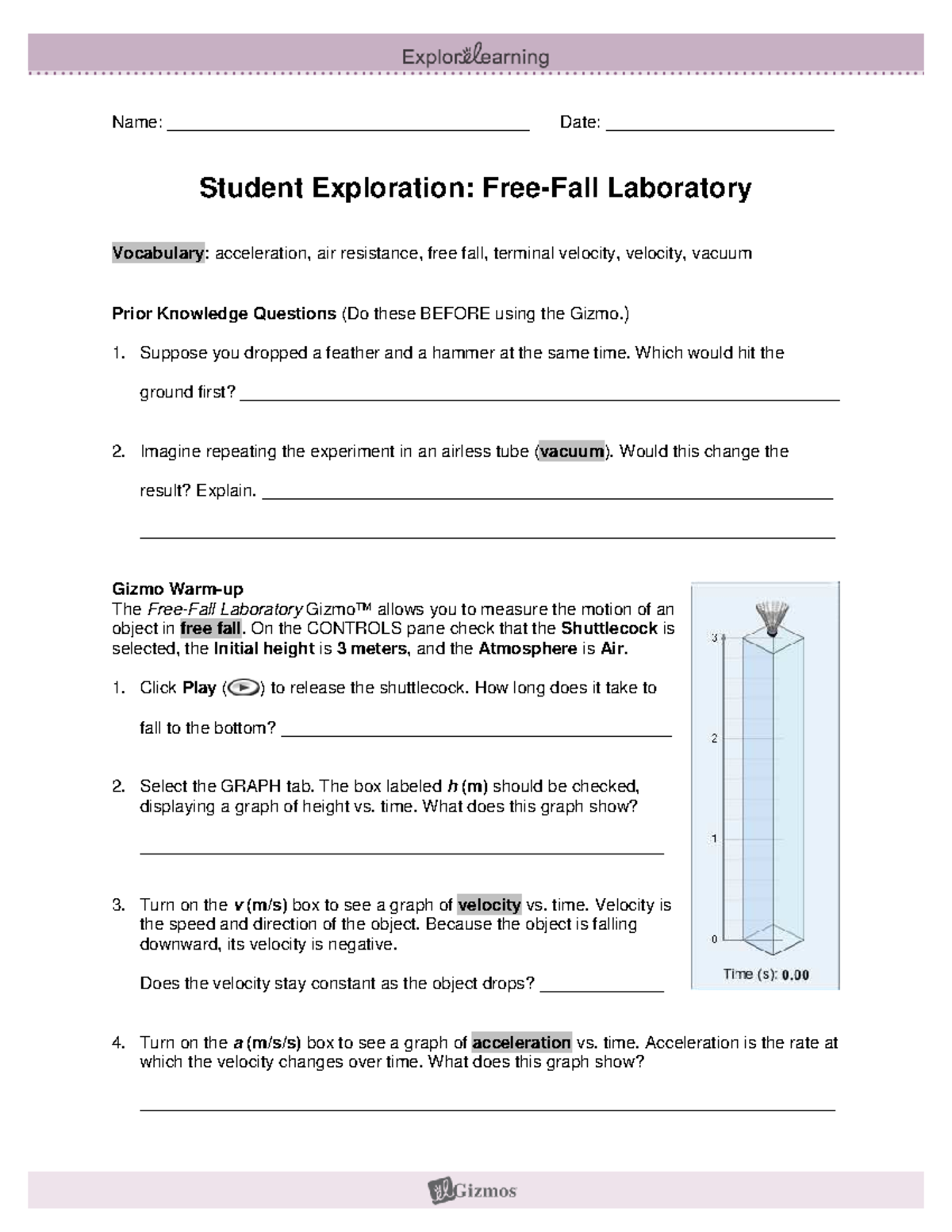 Student exploration laboratory answers - Name ...