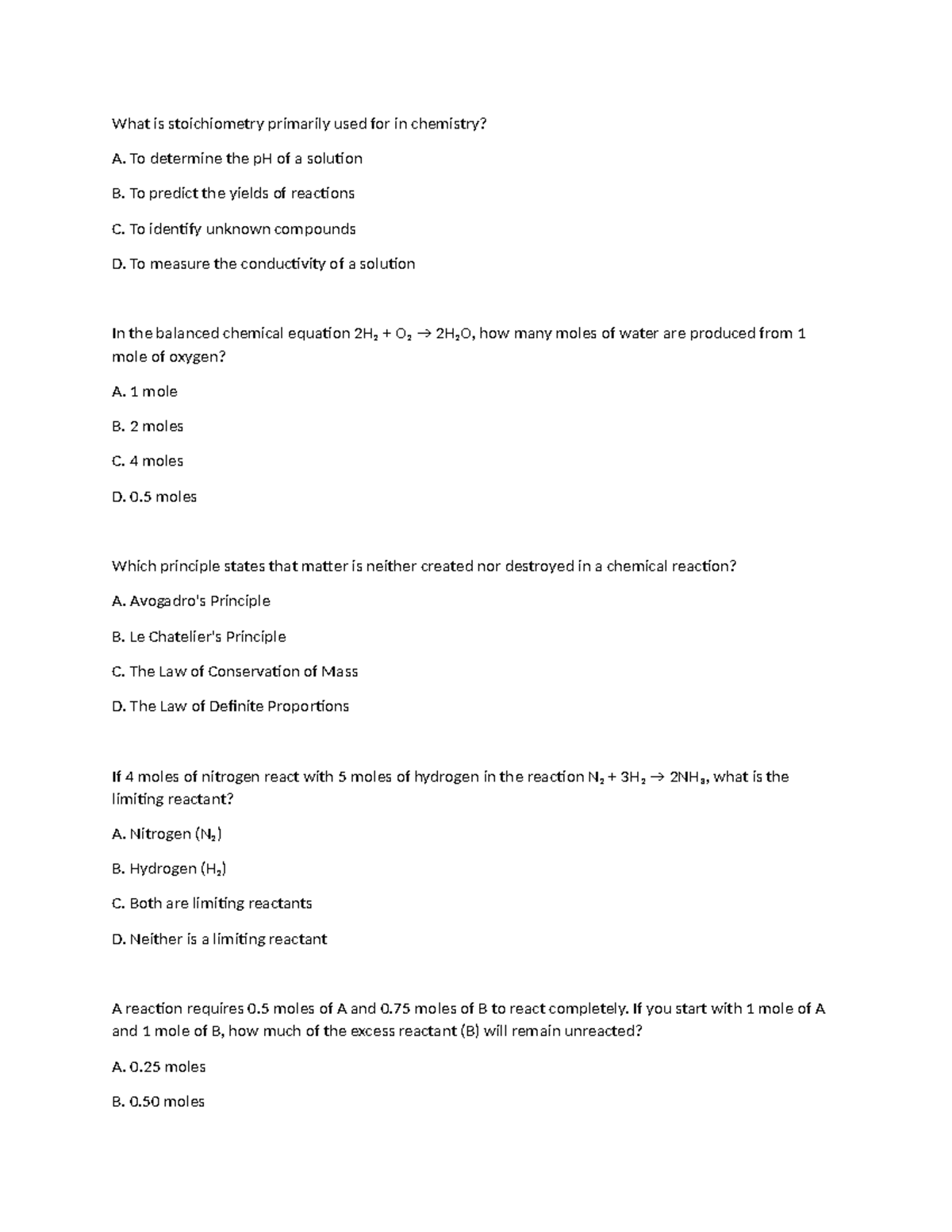 Stoichiometry Quiz - General Stoichio Quiz - What is stoichiometry ...