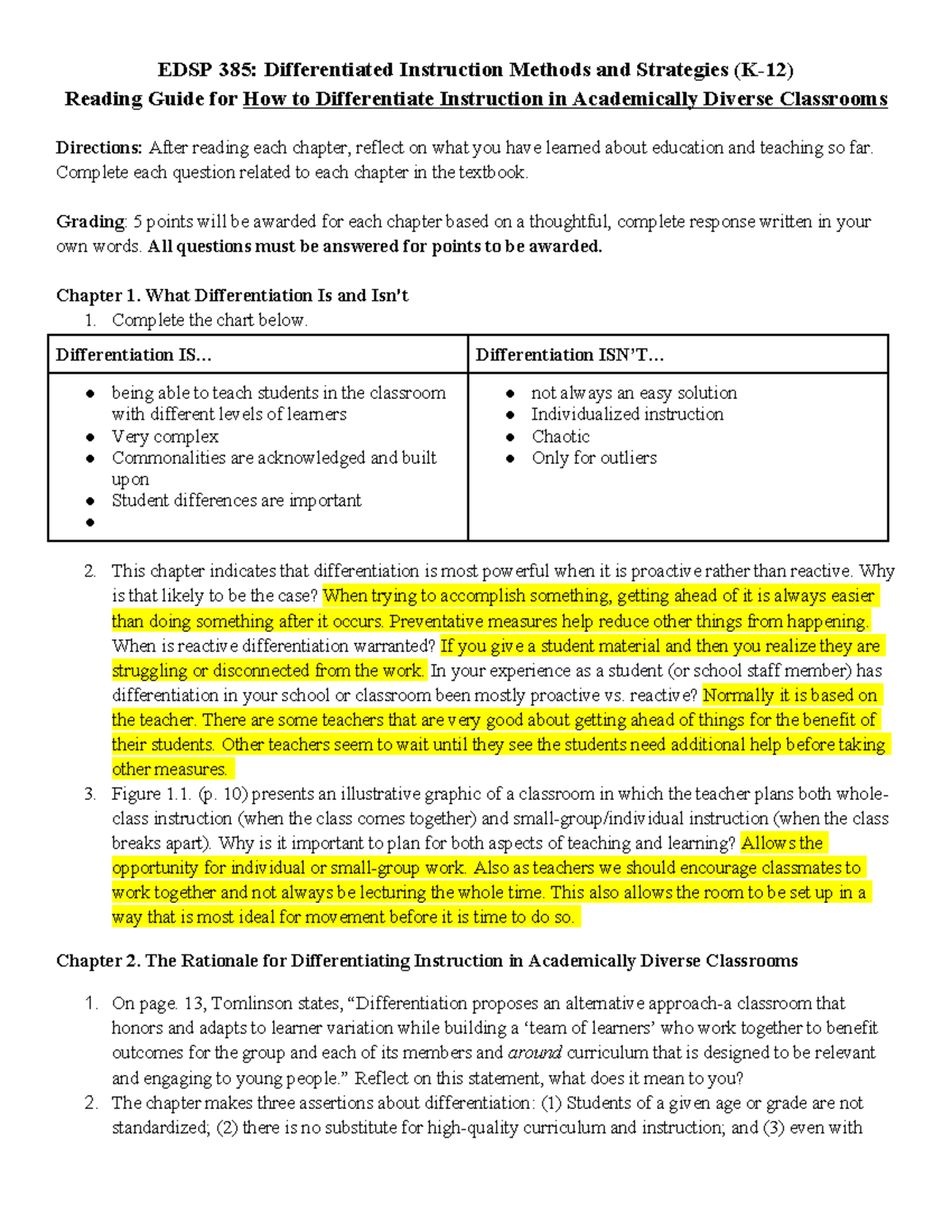 Chapter one - Na na - EDSP 385: Differentiated Instruction Methods and Strategies (K-12) Reading ...