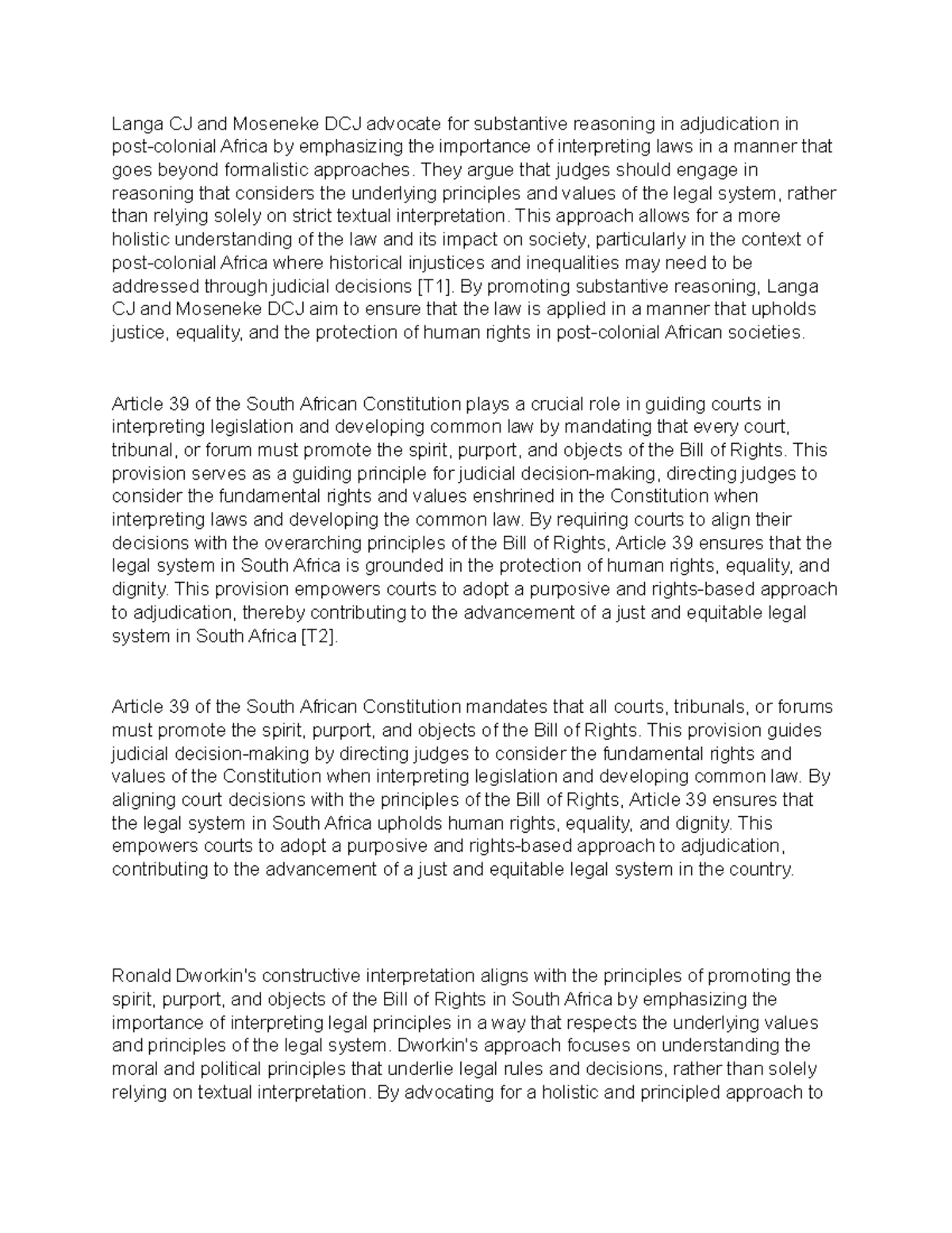 Draft LJAE 3 - Langa CJ and Moseneke DCJ advocate for substantive ...