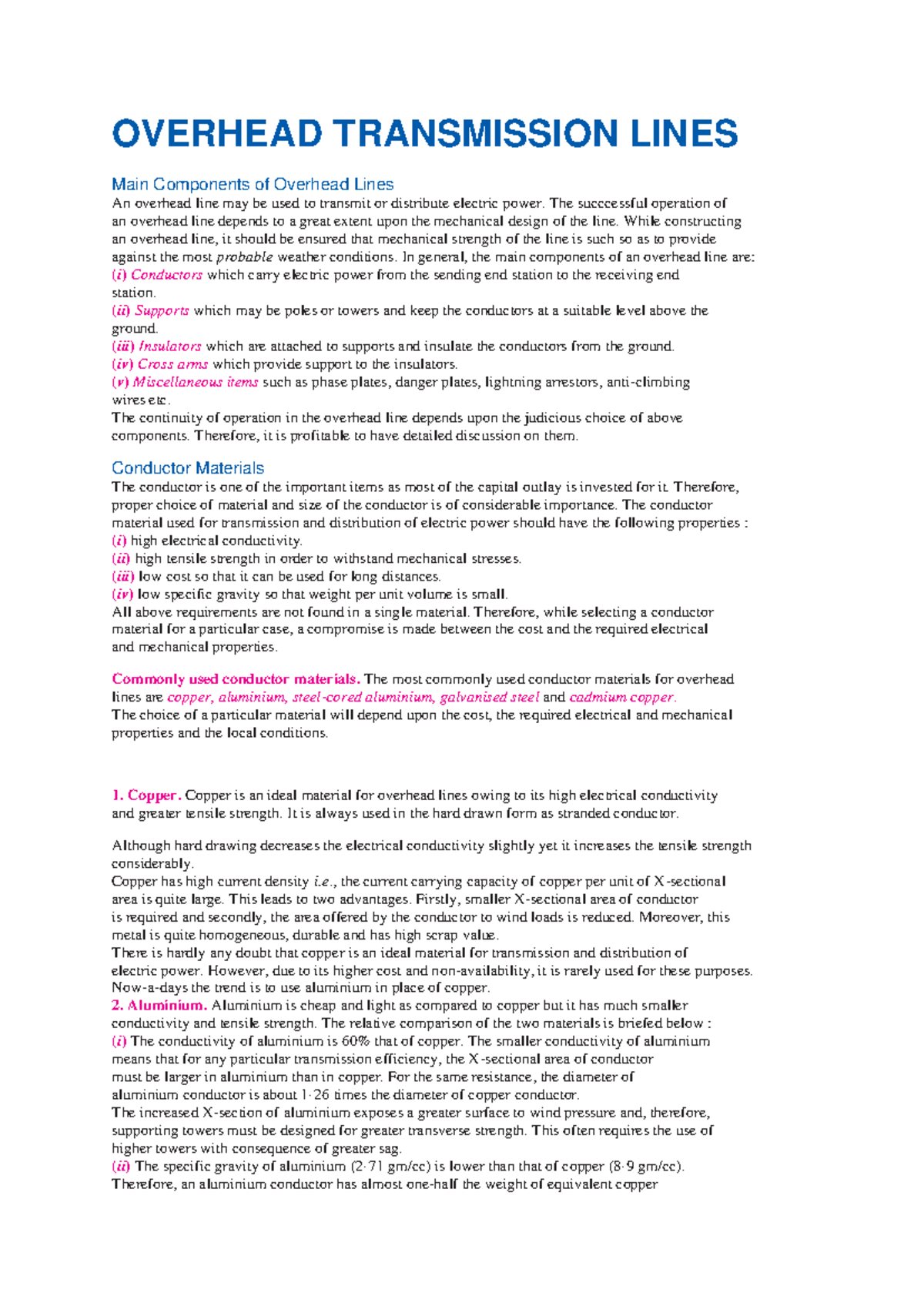 Overhead Lines - good notes - OVERHEAD TRANSMISSION LINES Main ...