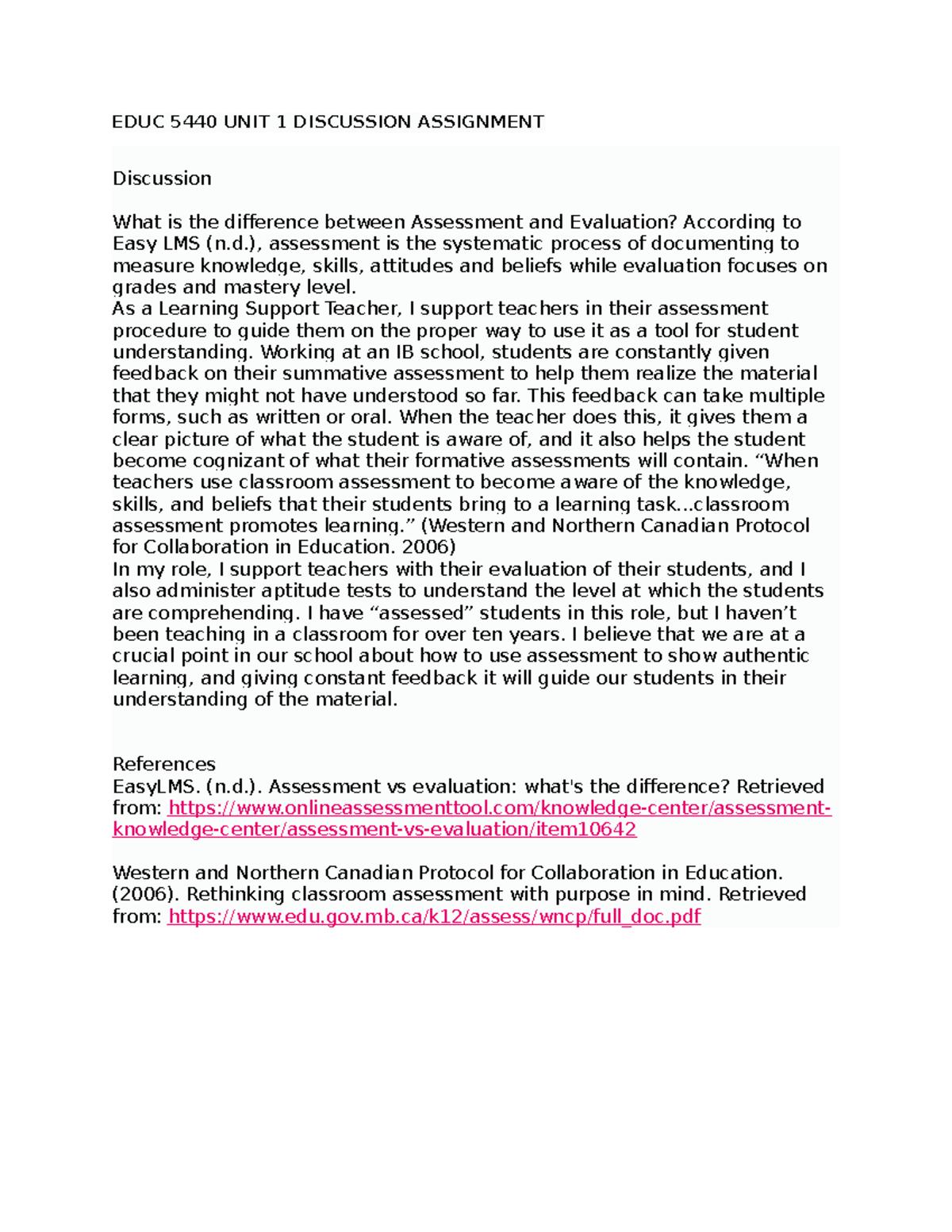 Educ 5440 Unit 1 Da4 Discussion Assignment Educ 5440 Unit 1 Discussion Assignment Discussion 