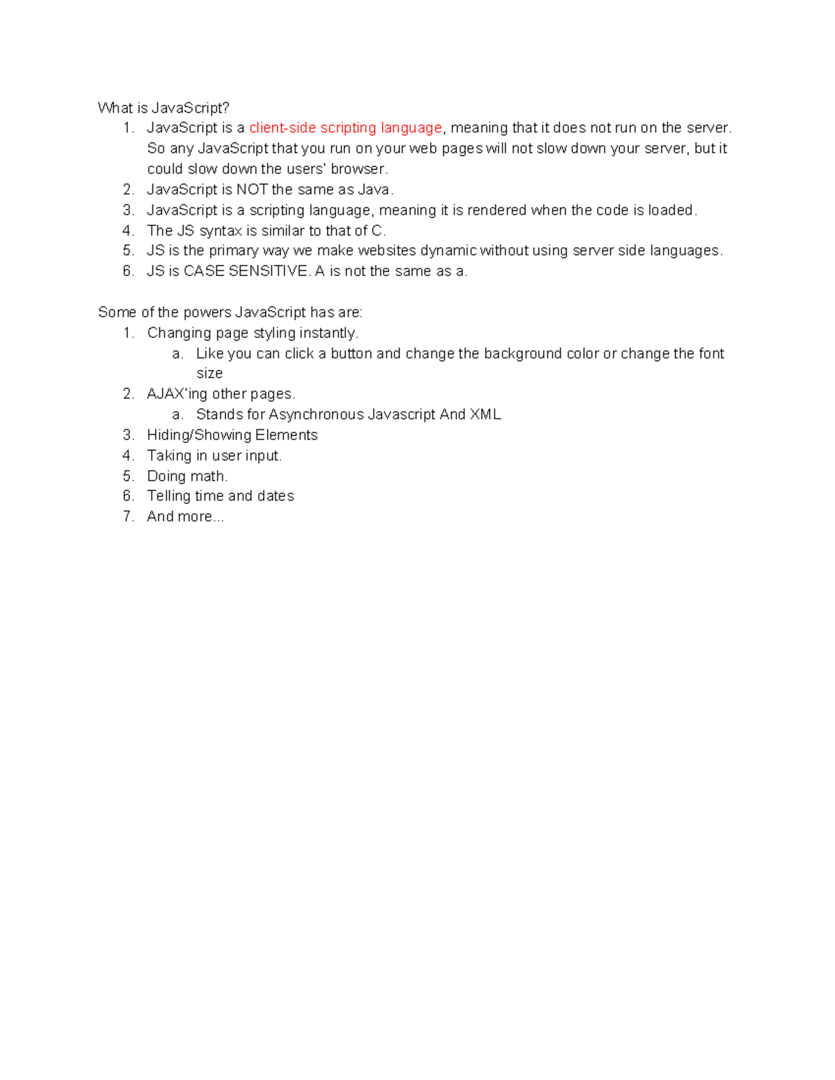 Javascript Basics Detailed What Is JavaScript 1 JavaScript Is A