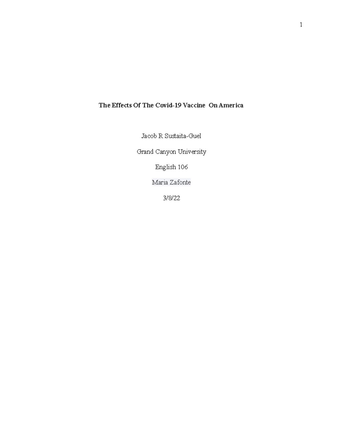 Causal Paper - The Effects Of The Covid-19 Vaccine On America Jacob R ...