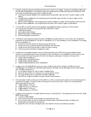 Physiotherapy Questions - A 33-year-old female is referred to the ...