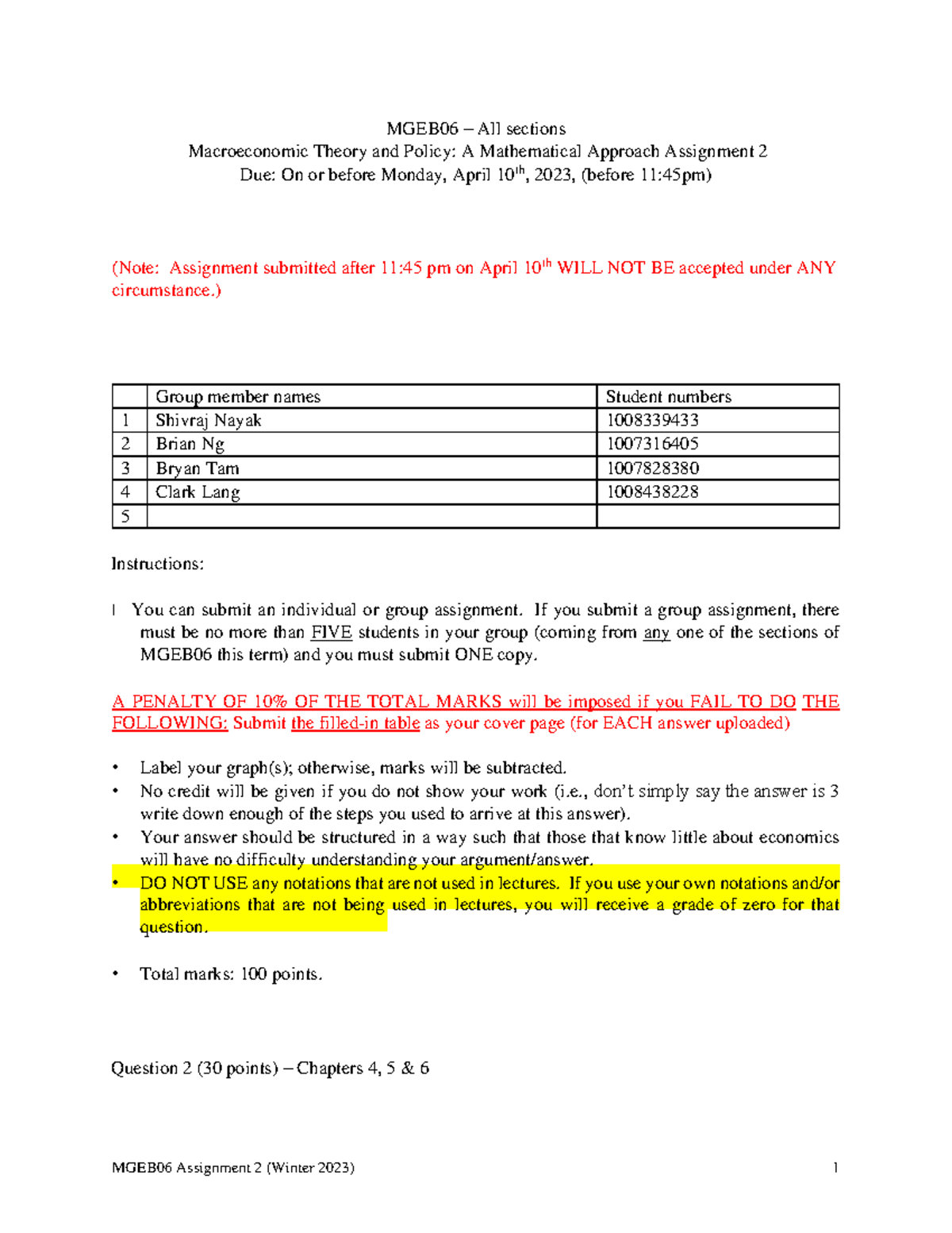 MGEB06-ASN2-2023W-Question 2 - MGEB06 – All sections Macroeconomic ...