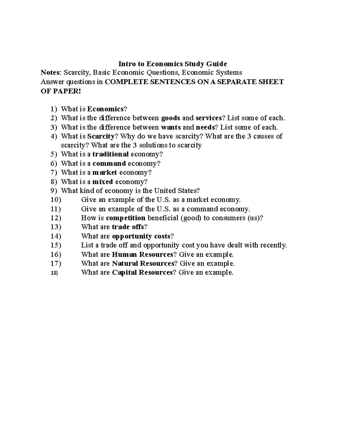 ECOO - This is coursework for Intro. To Economics. - Intro to Economics ...