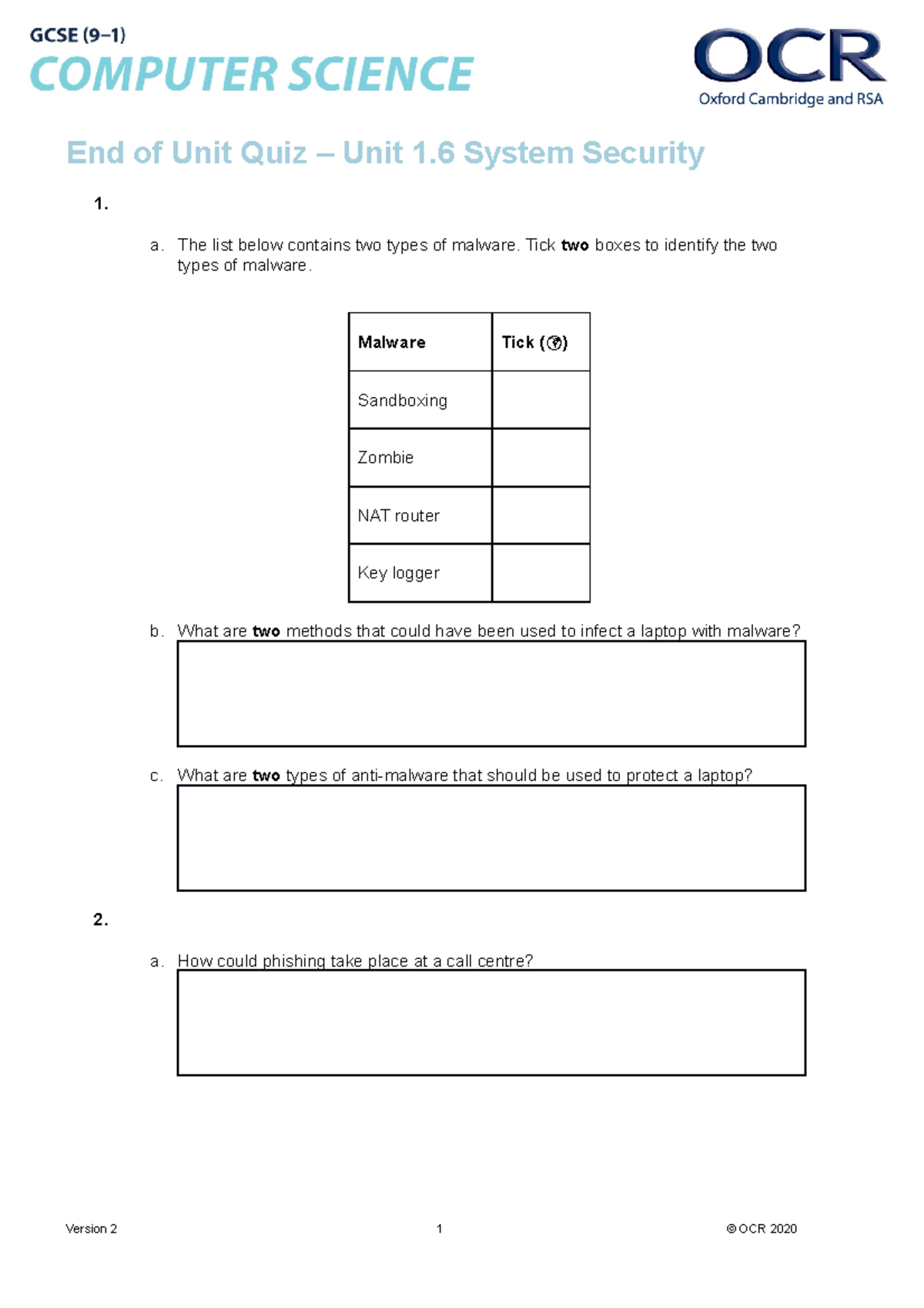 399194-1.6-system-security-end-of-unit-quiz-lesson-element 3 - End of ...