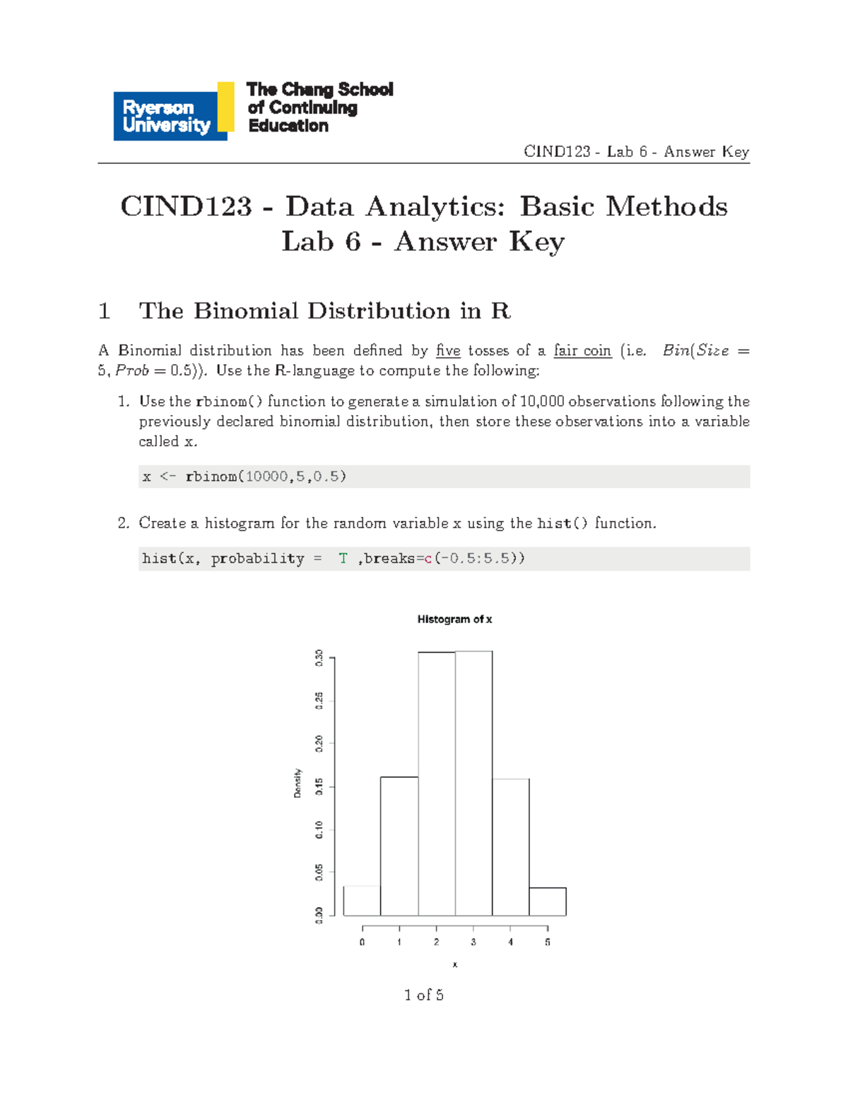 CIND123Lab06Answer Key - CIND123 - Data Analytics: Basic Methods Lab 6 ...