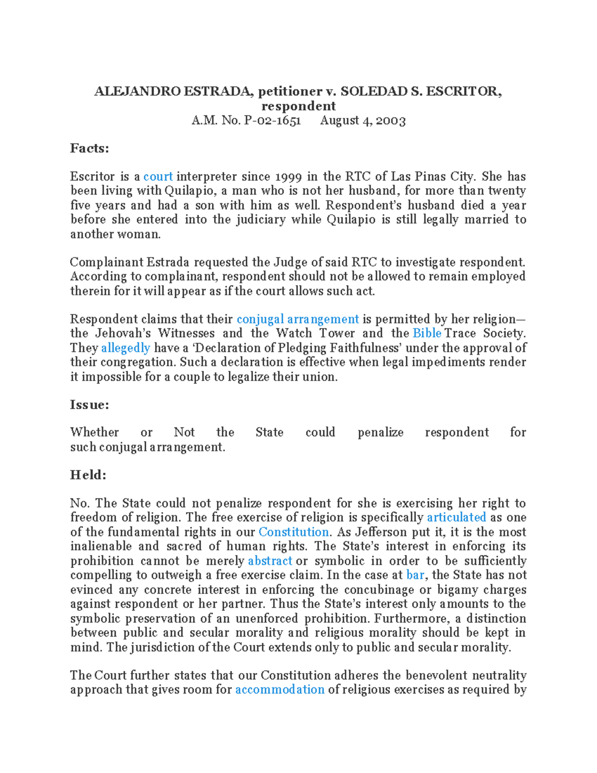 Alejandro Estrada - case - ALEJANDRO ESTRADA, petitioner v. SOLEDAD S ...