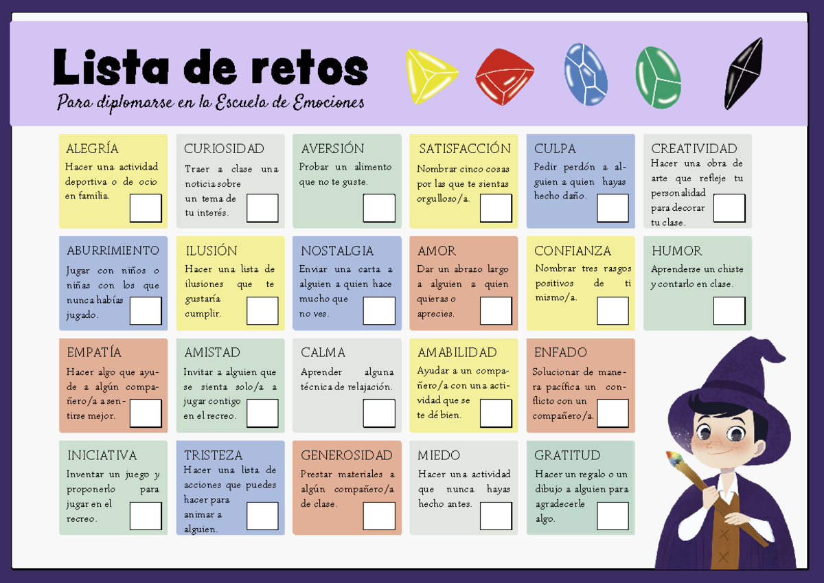El Mago de las Emociones - Lista de retos - Lista de retos ALEGRÍA CURIOSIDAD AVERSIÓN ...