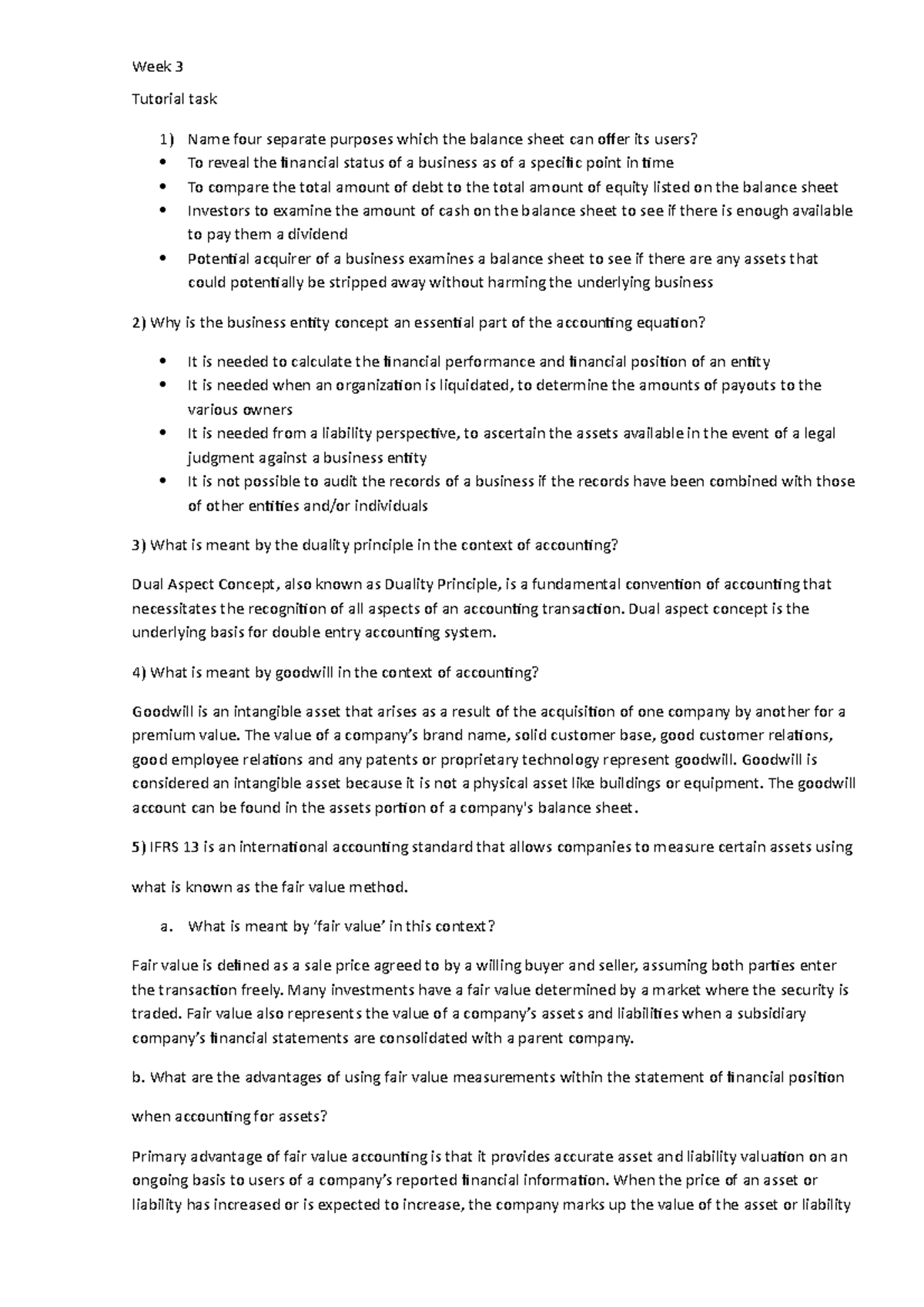 Accounting week 3 - Week 3 Tutorial task Name four separate purposes ...