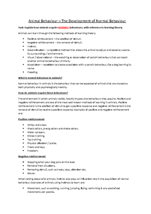 Assignment 1 - Animal Behaviour T1 - Assignment 1 – Animal Behaviour ...