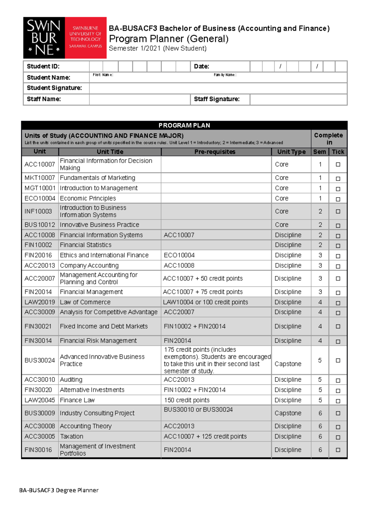 BBus Accounting and Finance Study Plan 2021 (new student) - BA-BUSACF3 ...
