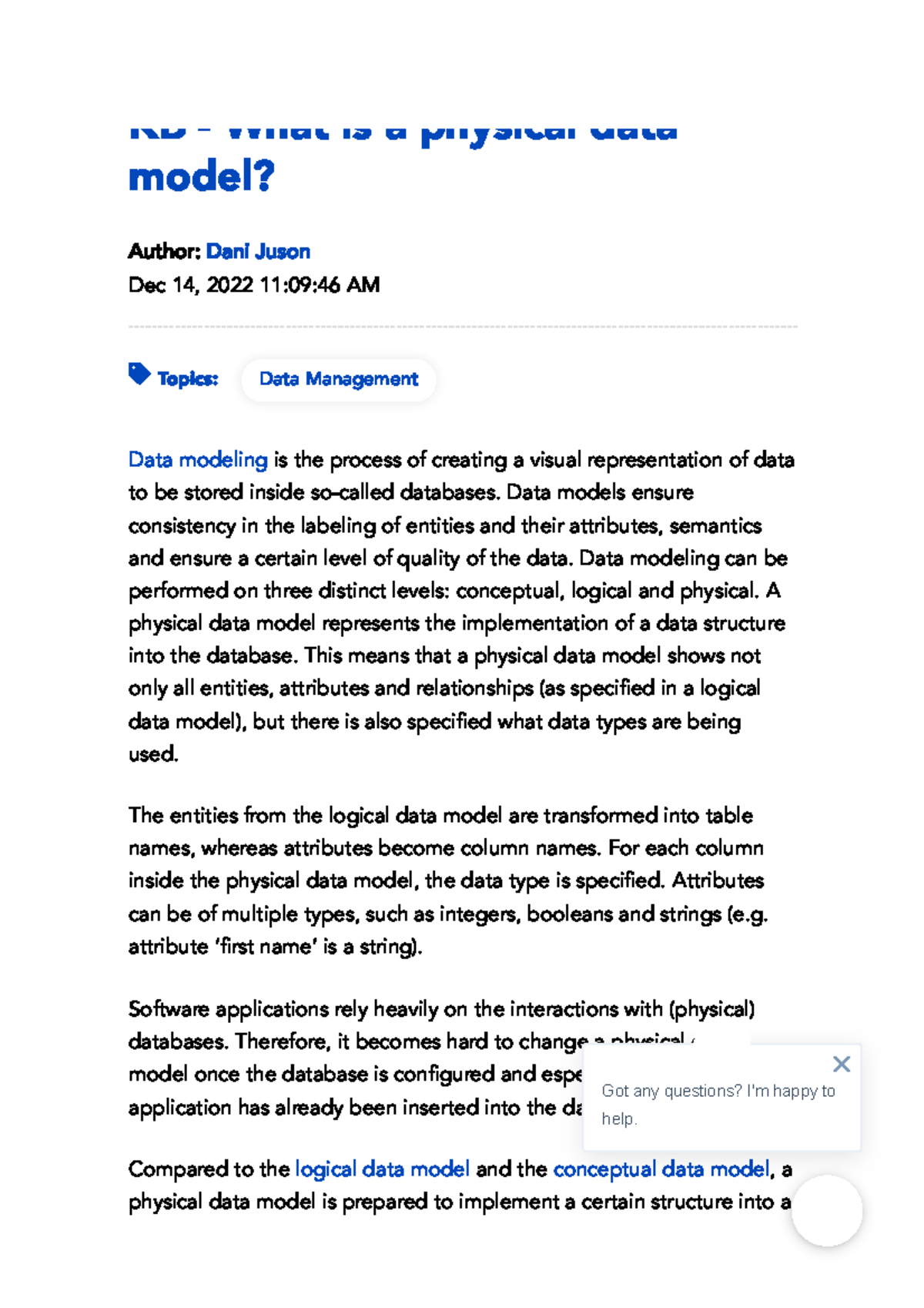 KB - What is a physical data model - KB - What is a physical data model ...