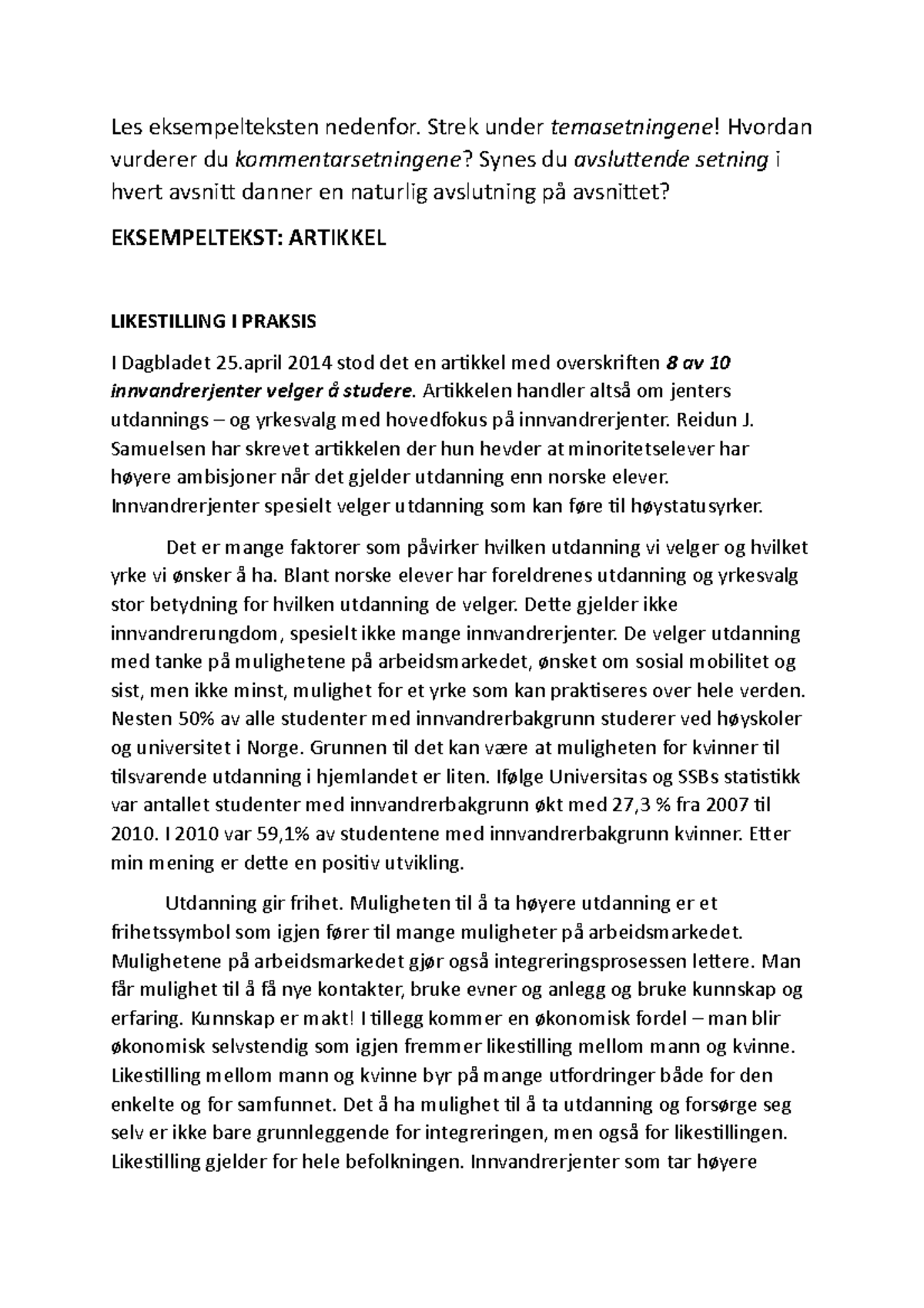 Artikkel eksempel, so hvada , omg ...