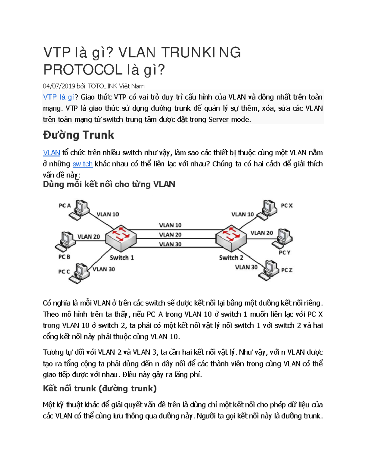Lab 2- VTP - VLAN - 123 - VTP là gì? VLAN TRUNKING PROTOCOL là gì? 04/07/2019 bởi TOTOLINK Việt ...