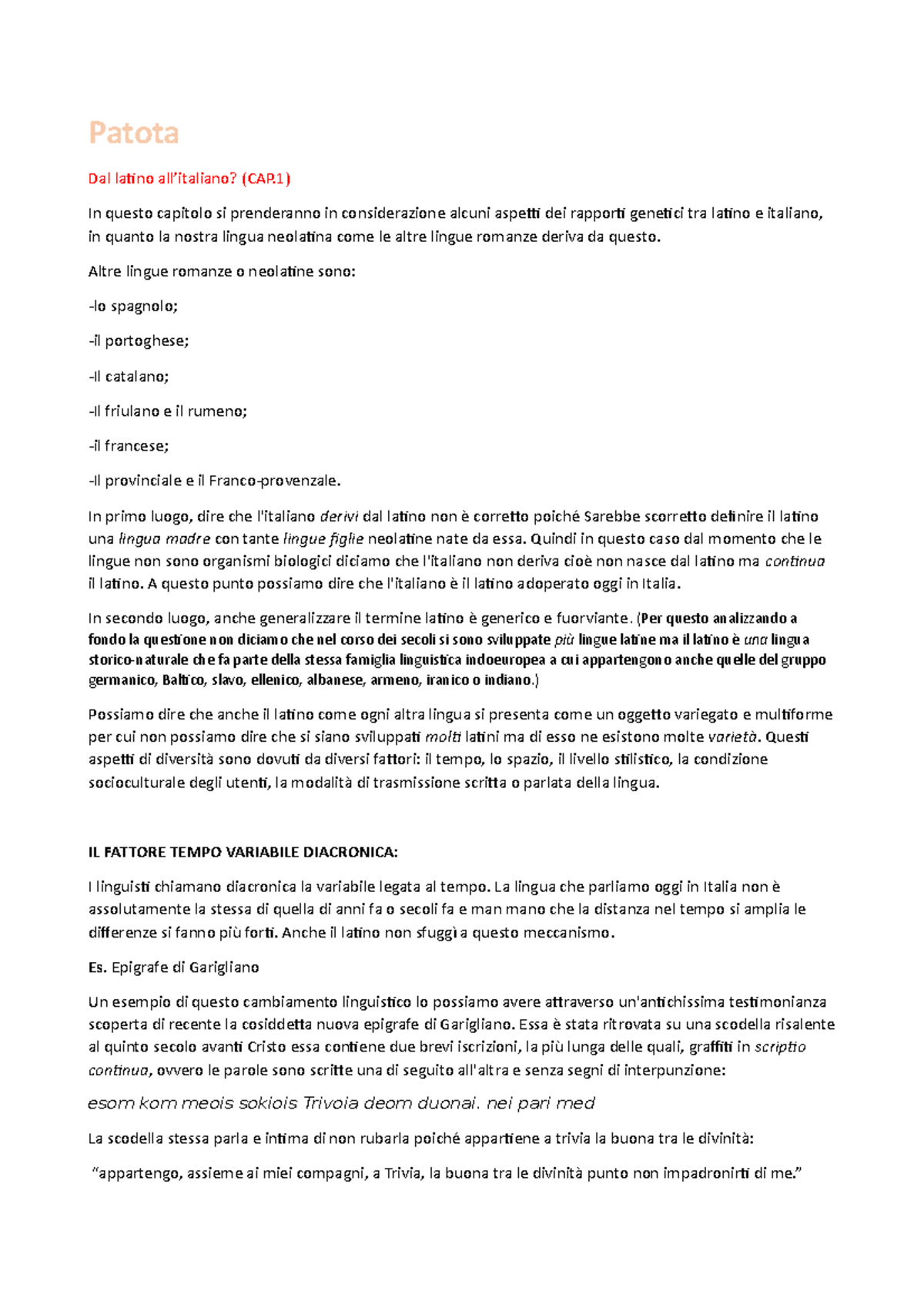 Capitolo 1 Patota - Nuovi lineamenti di grammatica storica dell ...